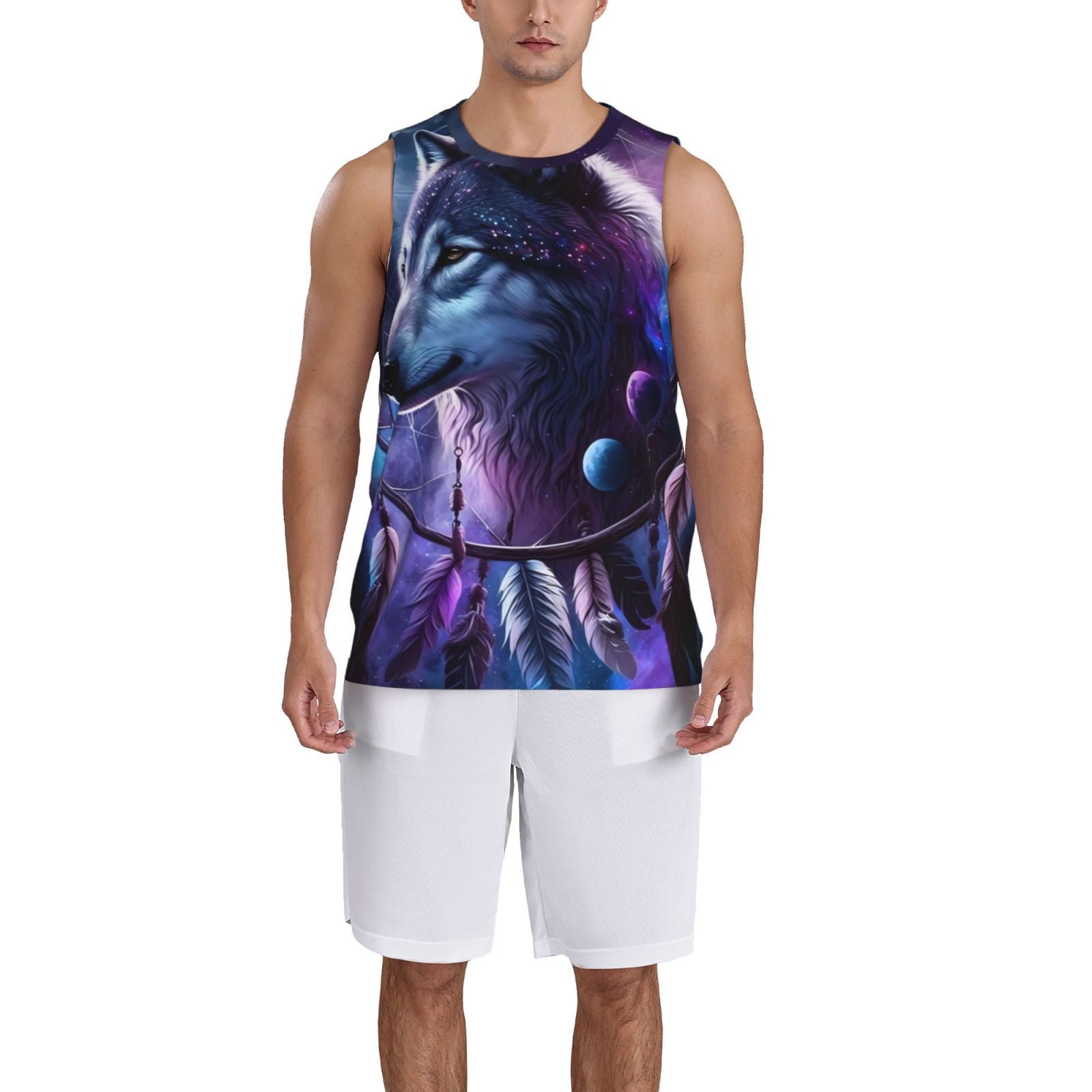 Honeii Feathered Wolf print basktball shirt for men and women, Unisex ...