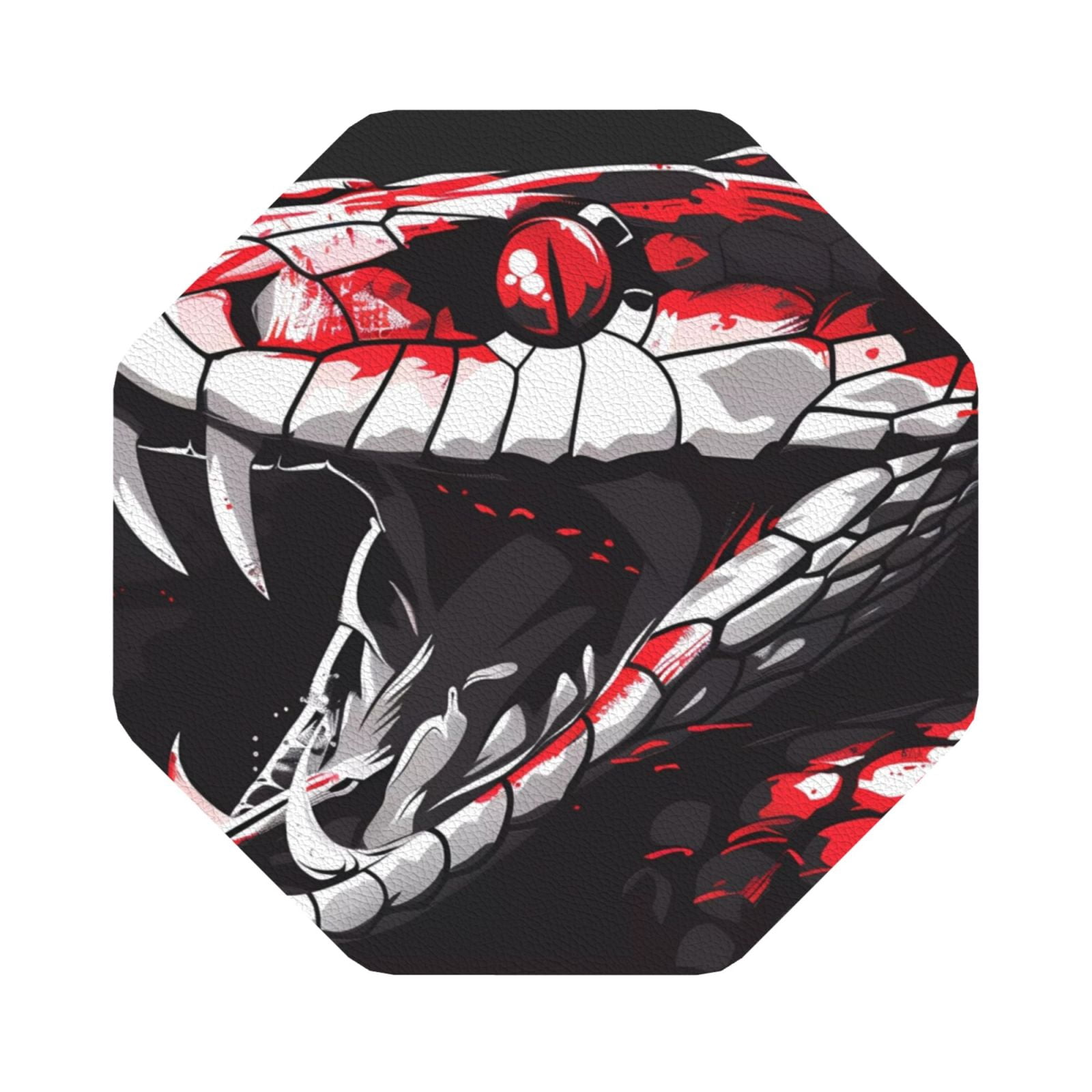 Honeii Fierce Red Viper Graphic Art Print Leather Coaster Set of 6 ...