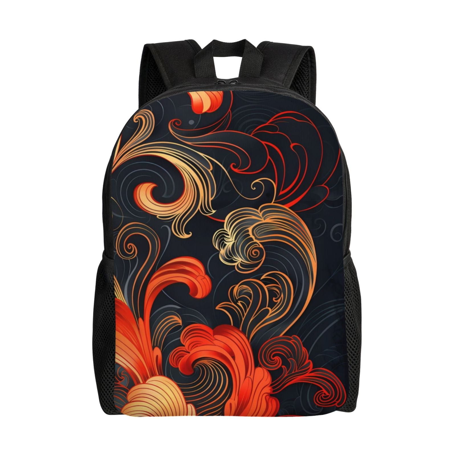 Honeii Fiery Floral Pattern Print Laptop Backpack for Work, College ...
