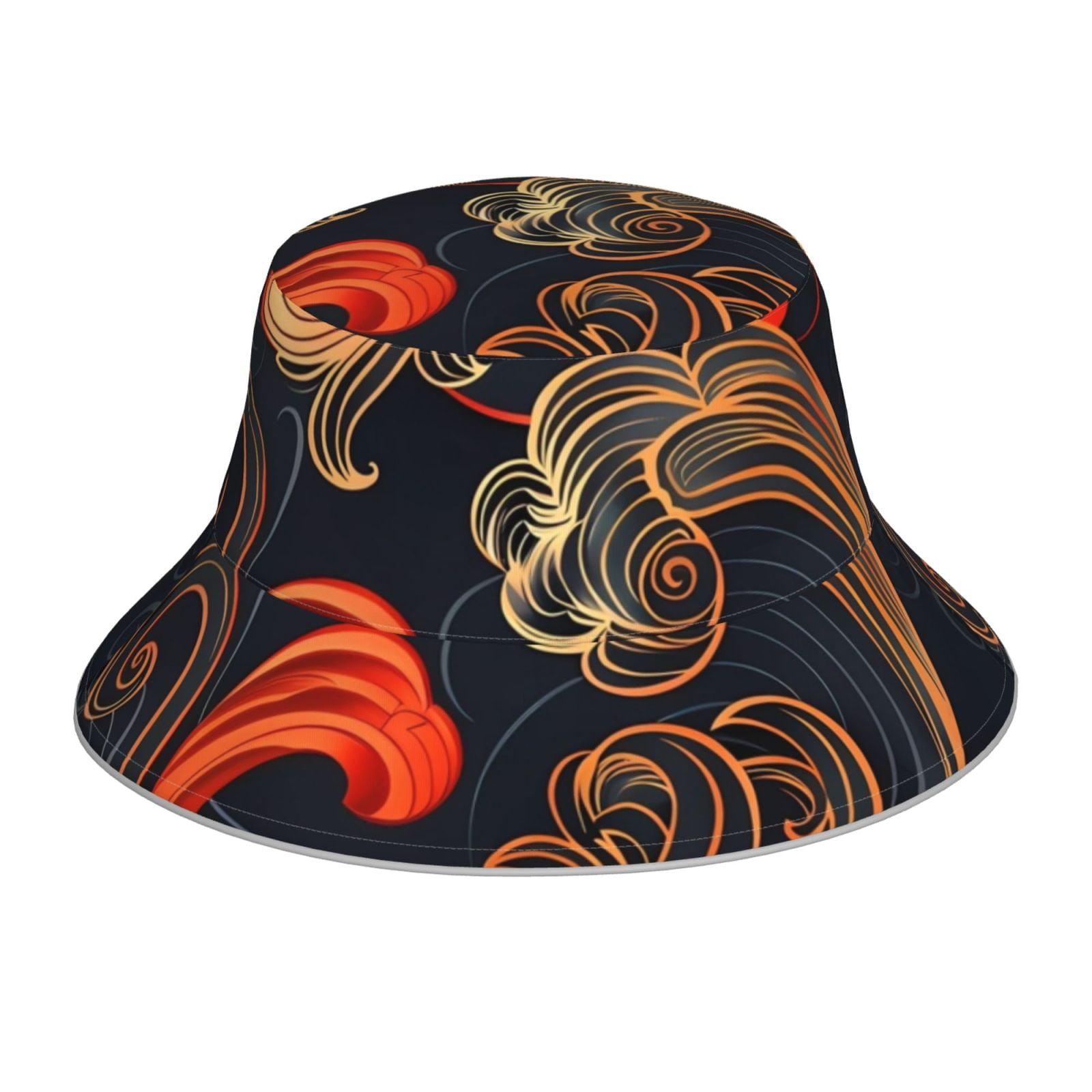 Honeii Fiery Floral Pattern for Unisex Bucket Hat Waterproof Rain Hat ...