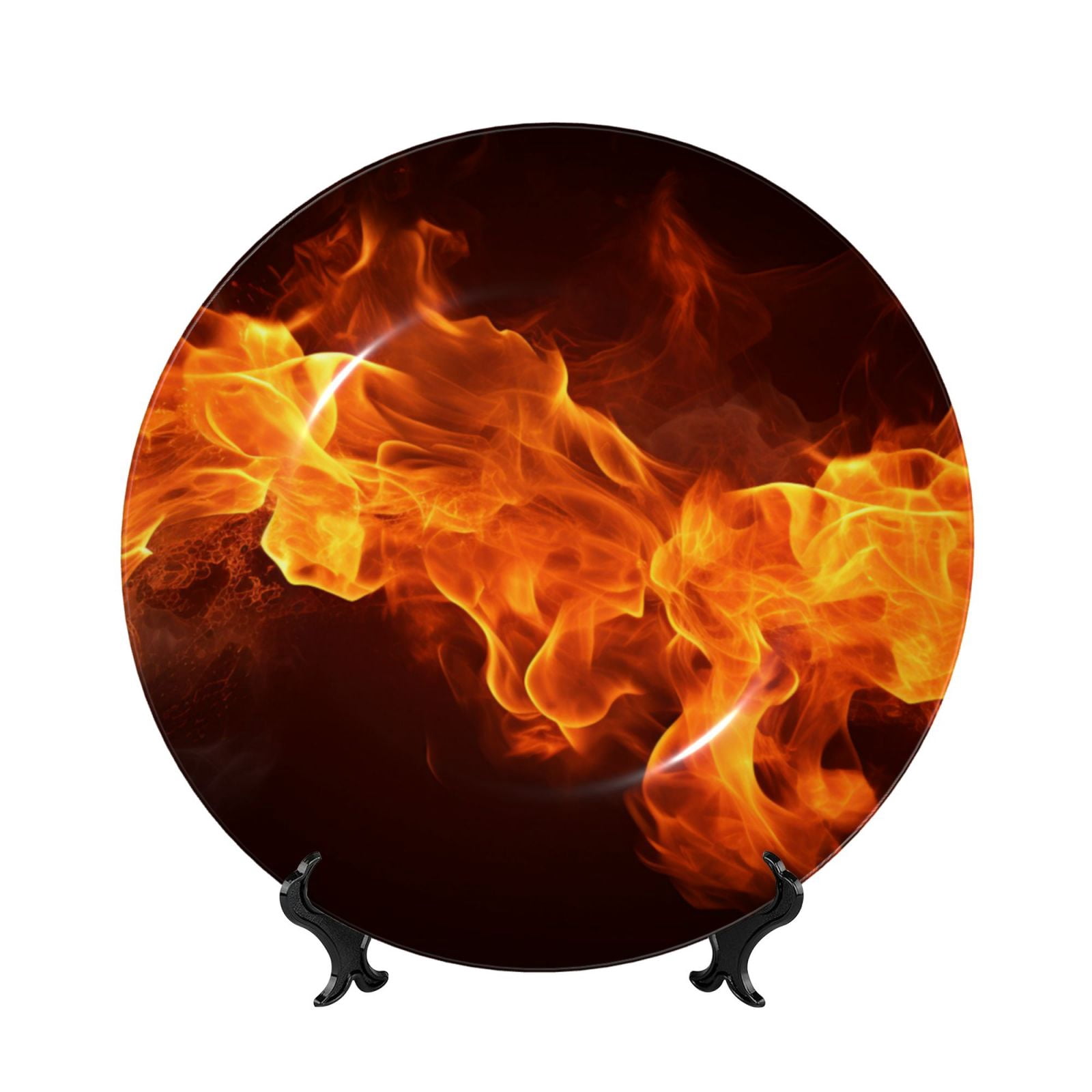Honeii Fiery Orange Flames Energy Print Elegant Bone China Decorative ...
