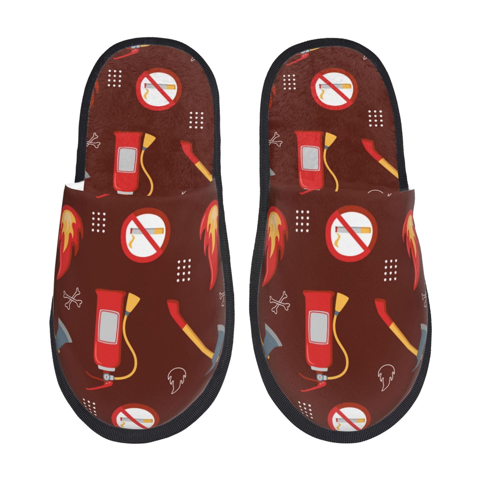 Honeii Fire Extinguisher print Slippers Memory Foam House Bedroom ...