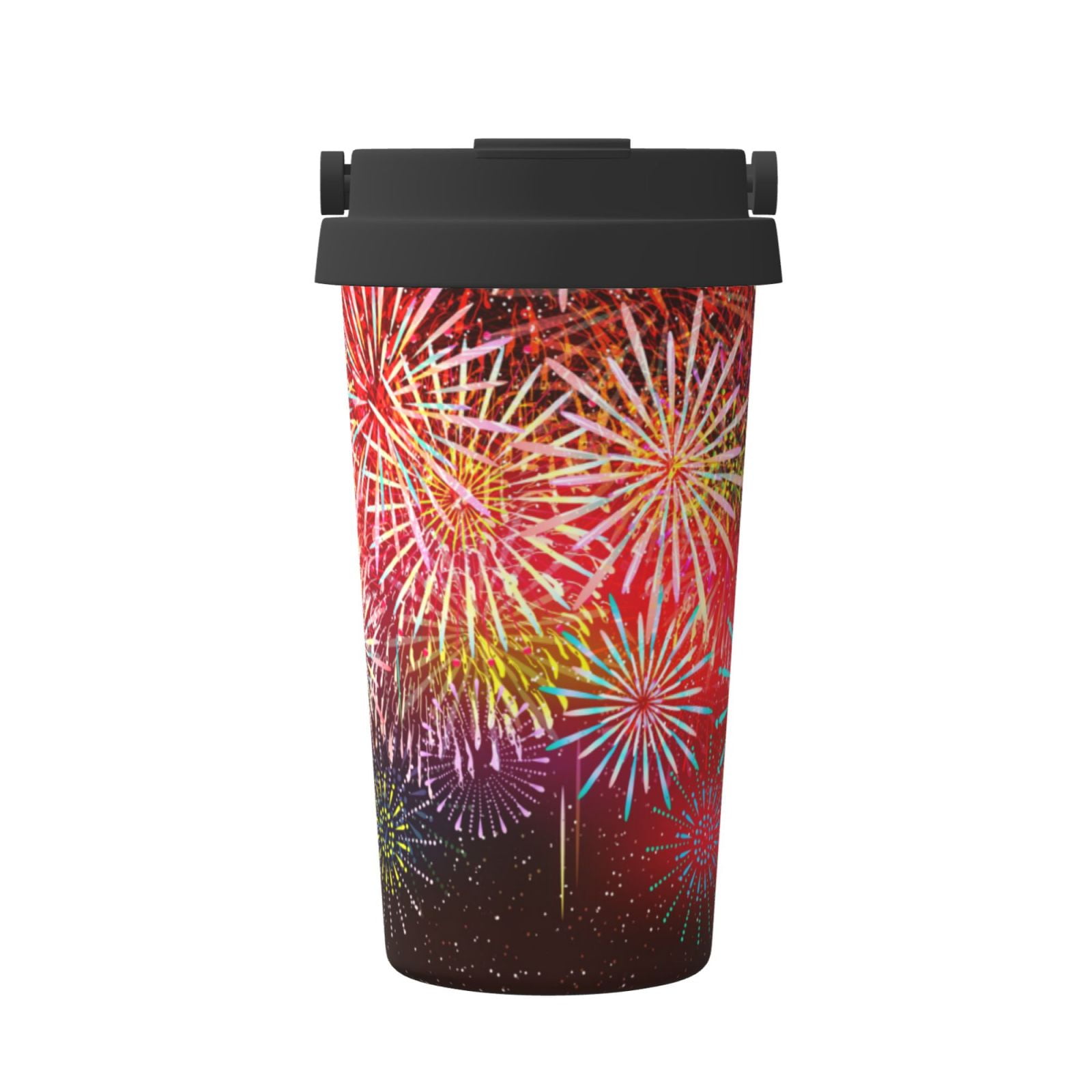 Honeii Fireworks Print Travel Coffee Mug Insulated Coffee Cup with ...