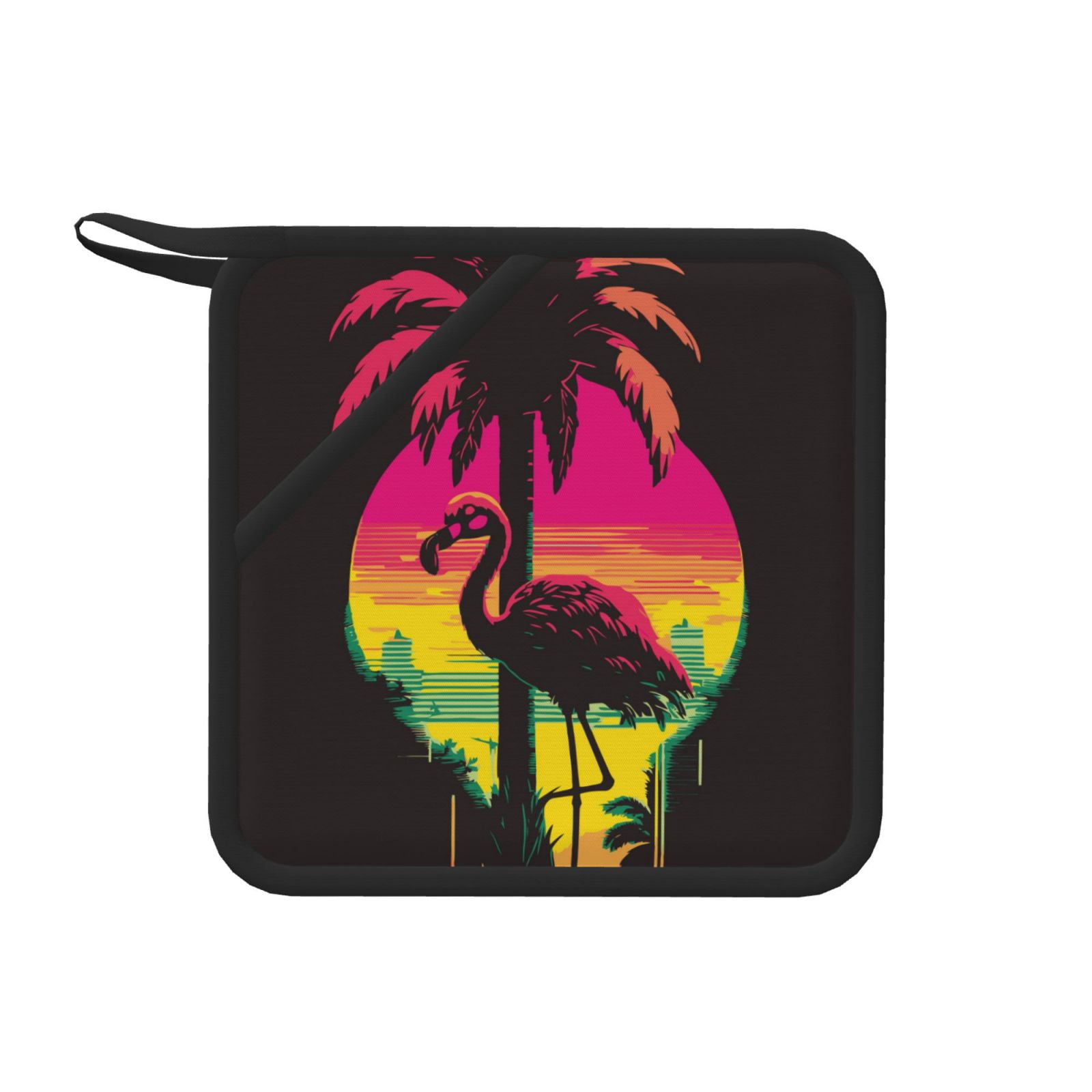 Honeii Flamingo And Palm Trees At Sunset for Silicone Trivets for Hot ...
