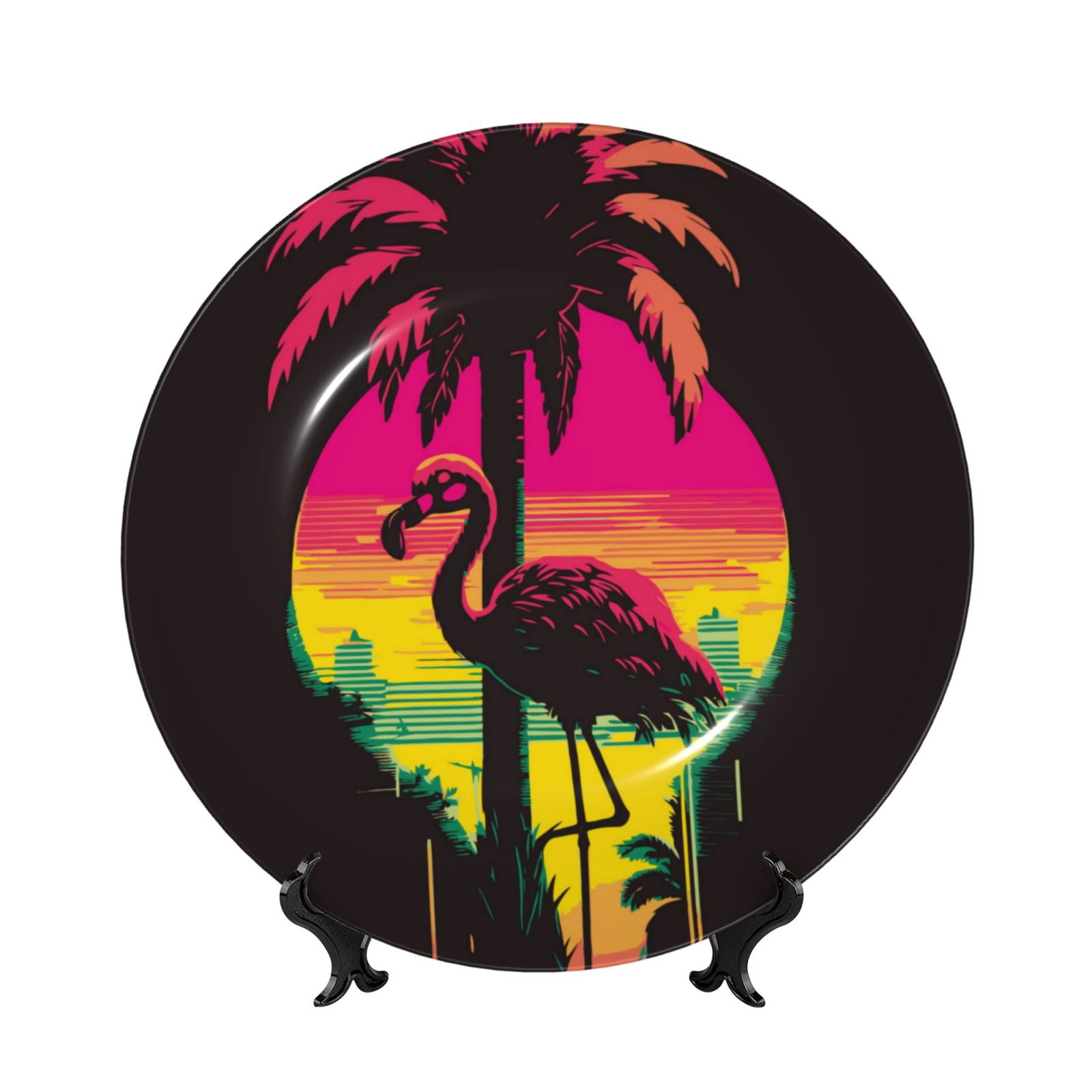 Honeii Flamingo And Palm Trees At Sunset Print Elegant Bone China ...