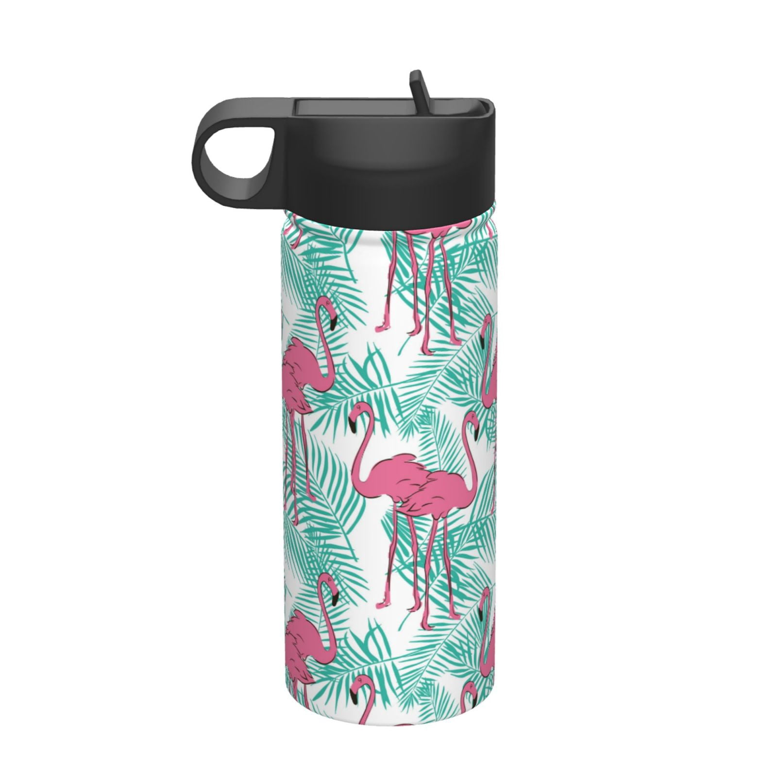 Honeii Flamingo Print 18 oz Insulated Water Bottle with Straw Lid ...