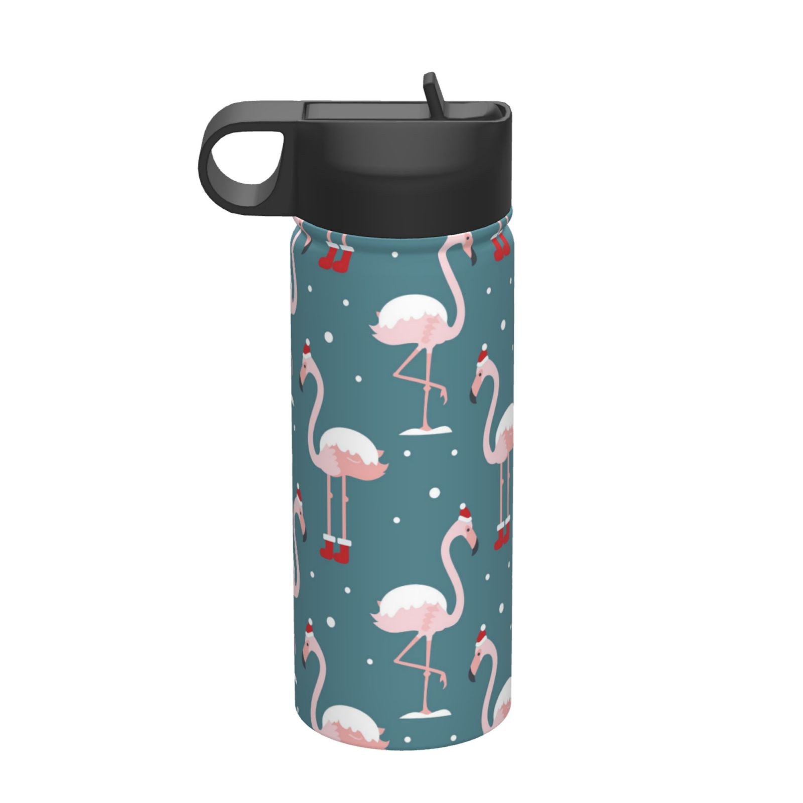 Honeii Flamingo Print 18 oz Insulated Water Bottle with Straw Lid ...