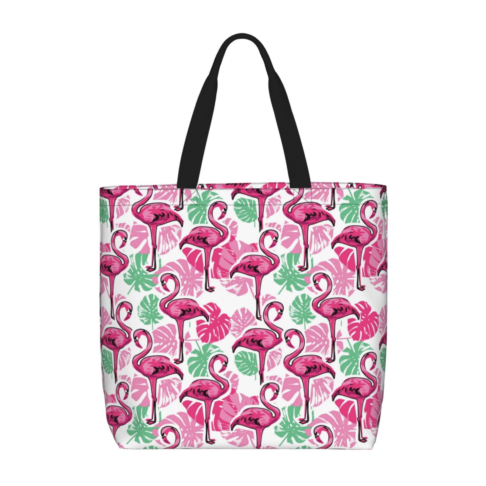 Honeii Flamingo Print Tote Bag, Reusable Grocery Shopping Bag,Shoulder ...