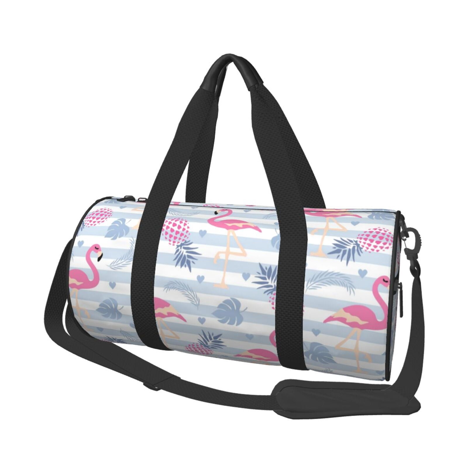 Honeii Flamingo and Pineapple Print Duffle Bag and Adjustable Strap ...