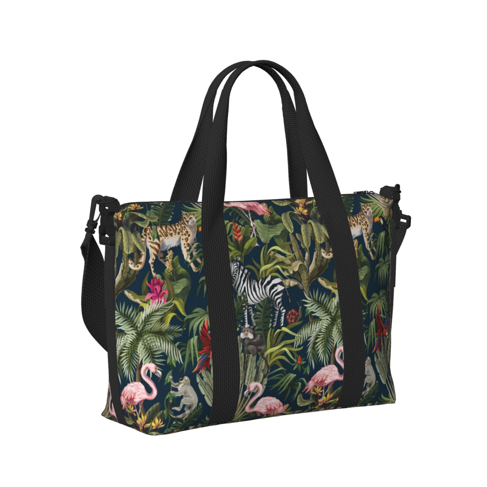 Honeii Flamingos And Palm Leaves Print Hand Travel Bag,Travel Duffle ...
