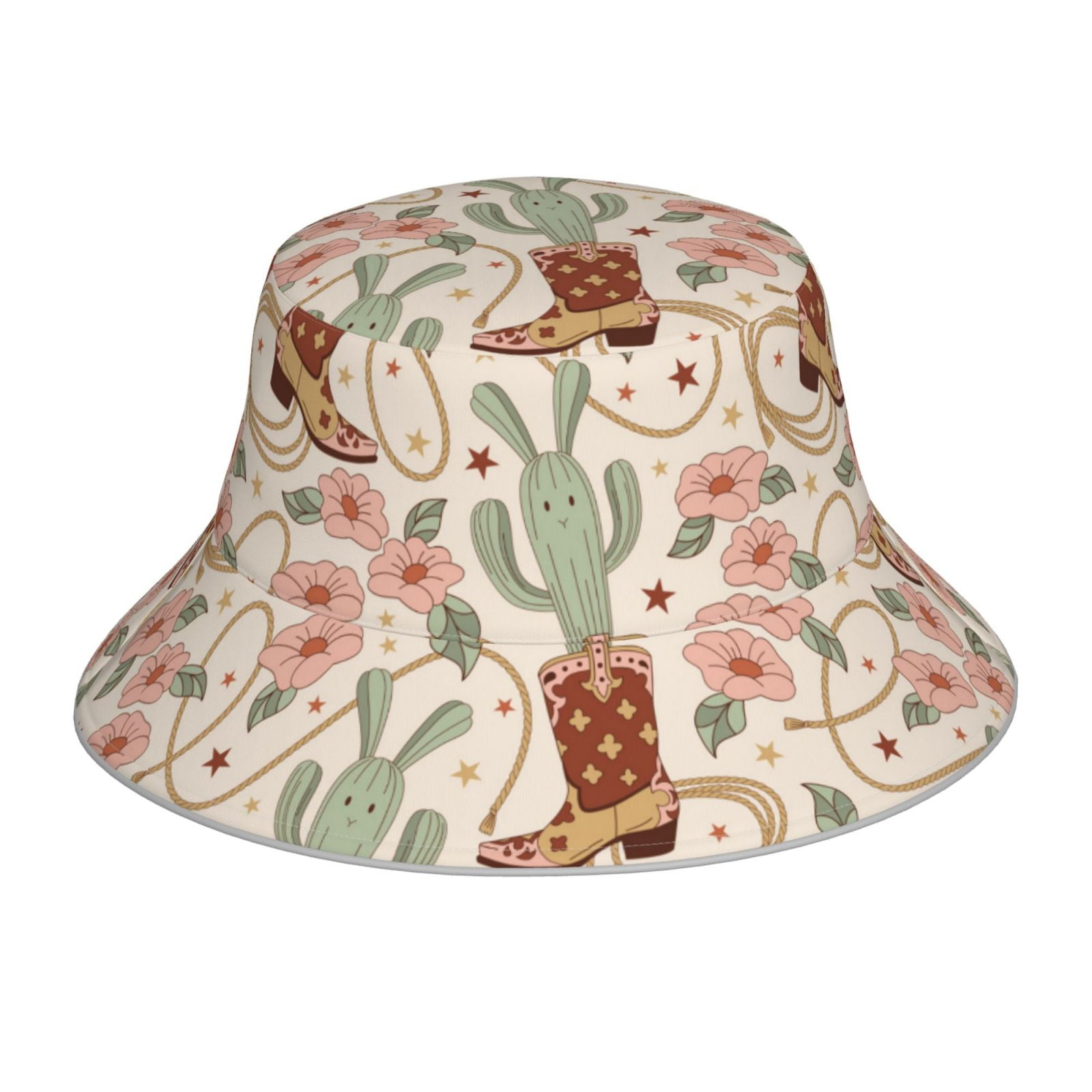Honeii Floral Cowboy Boots for Unisex Bucket Hat Waterproof Rain Hat ...