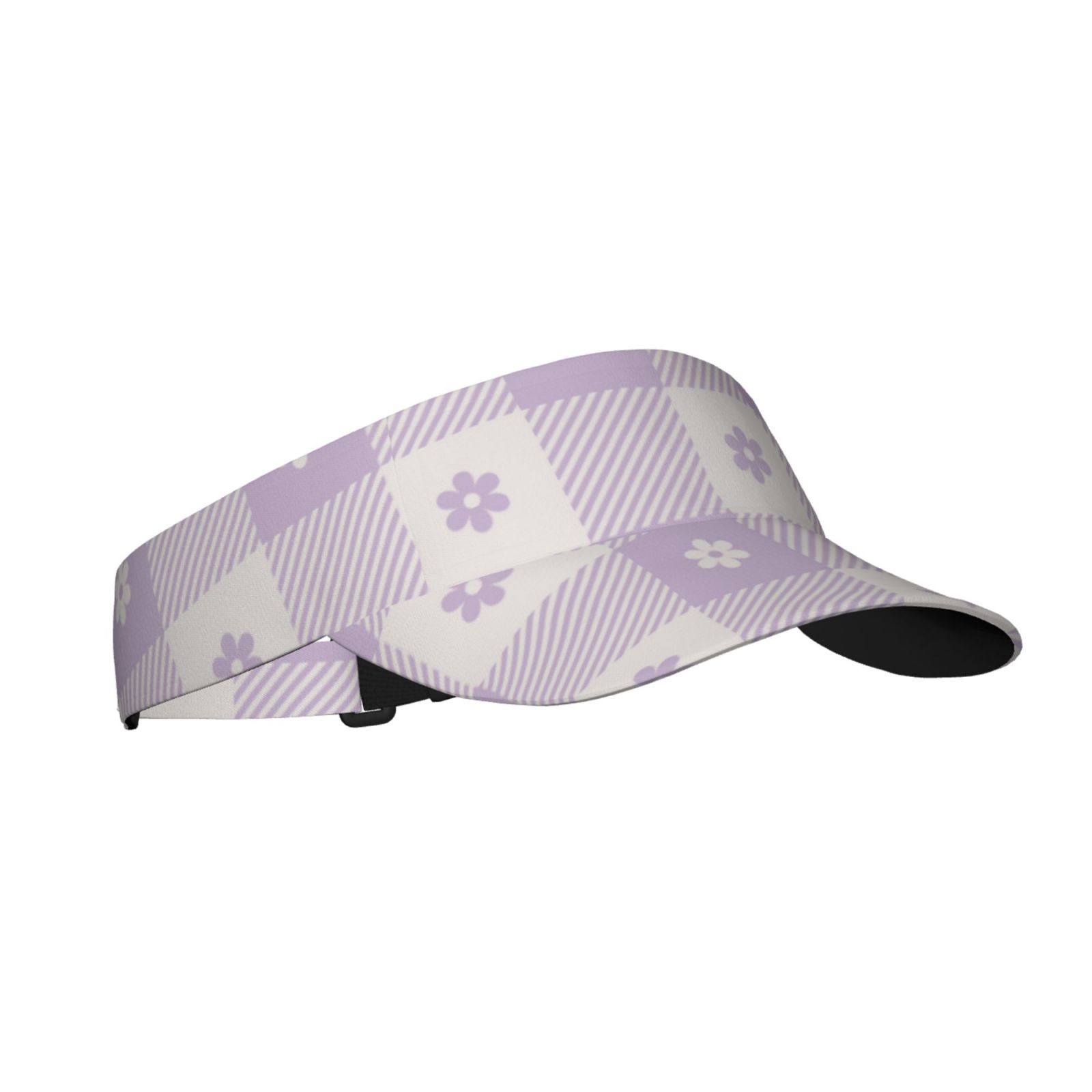 Honeii Floral Purple Buffalo Plaid Print Adult Sunscreen Visor Cap ...