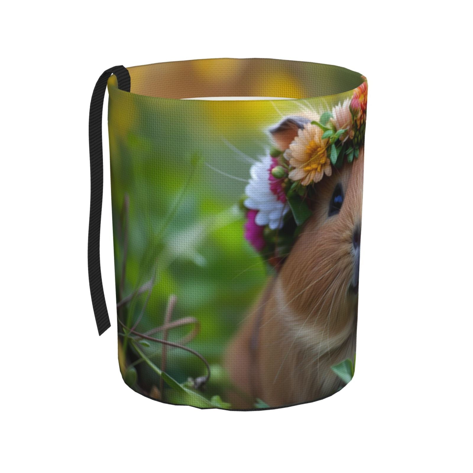 Honeii Flower Crown Guinea Pig Print Waterproof Car Trash Can ...