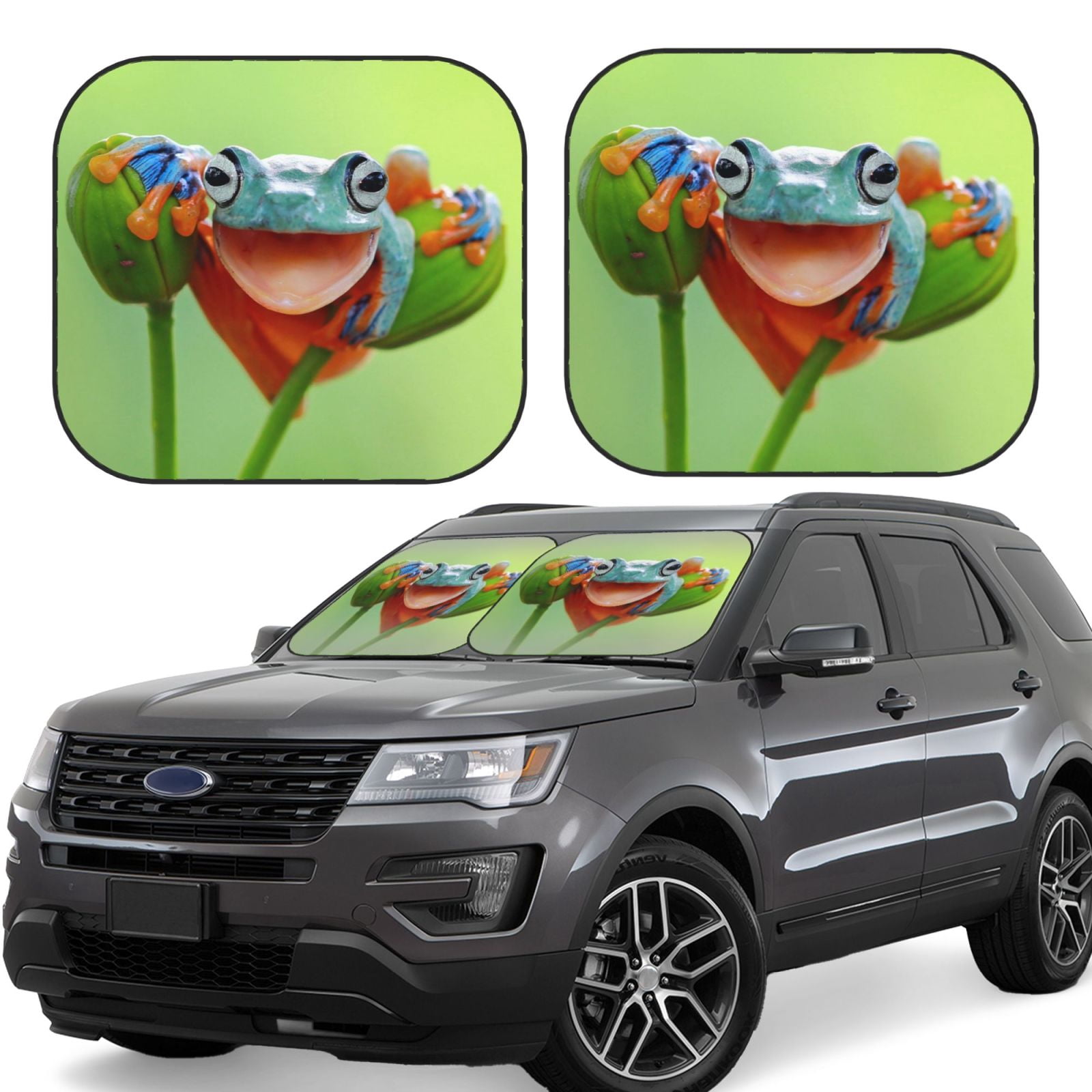 Honeii Flying Frog On Branch Print Foldable Car Sun Shade for ...