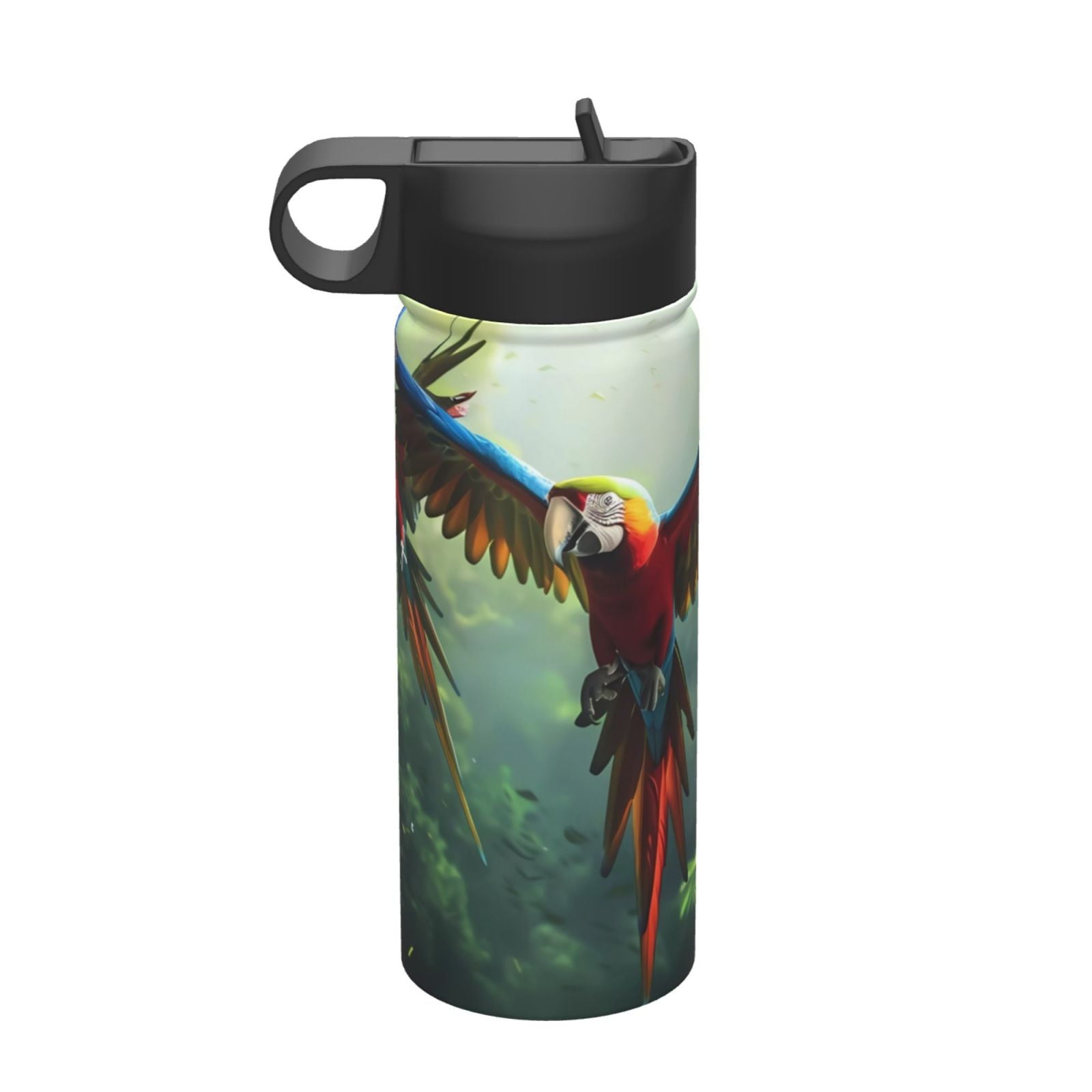 Honeii Flying Parrots In Jungle Print 18 oz Insulated Water Bottle with ...
