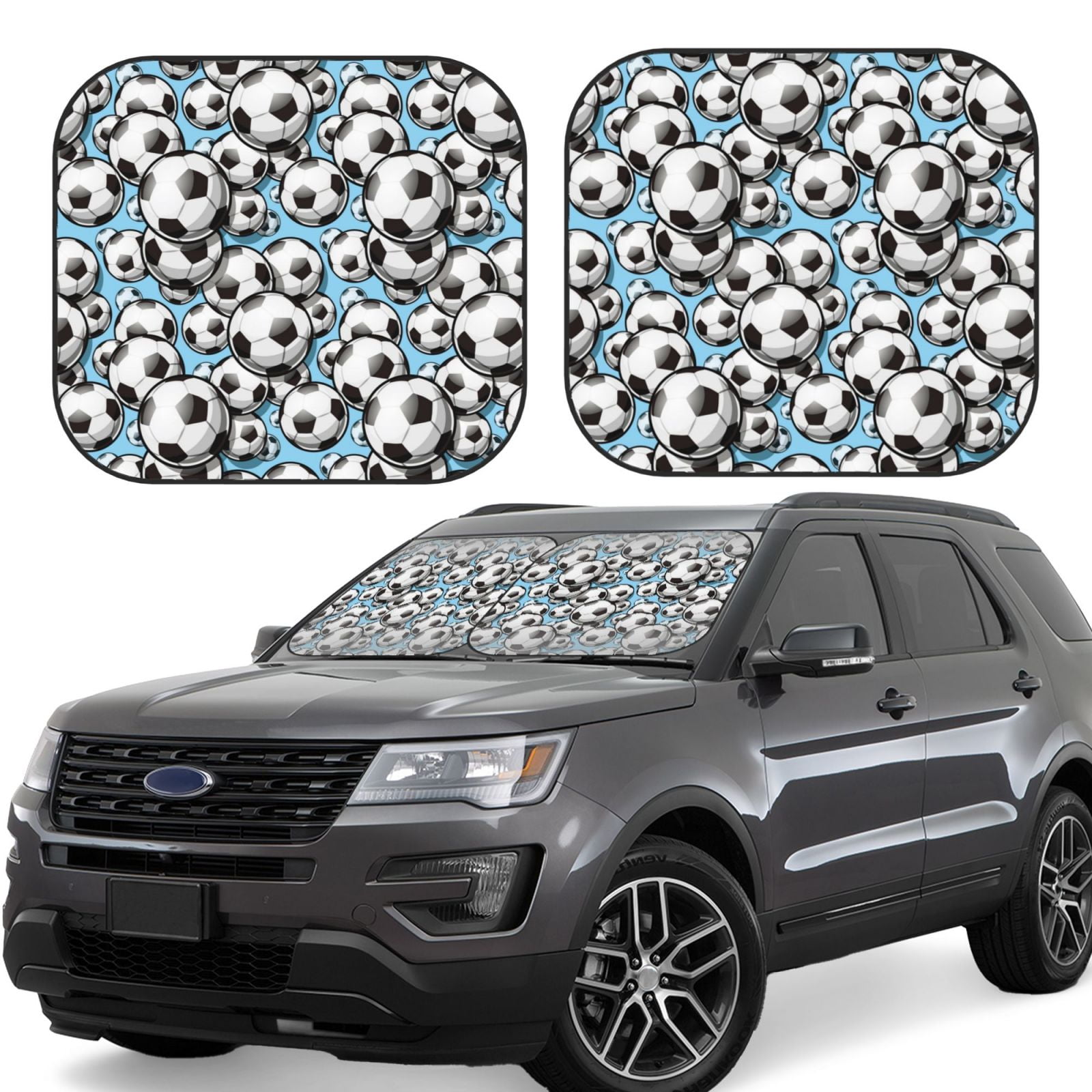 Honeii Football Soccer Ball Print Foldable Car Sun Shade for Windshield ...