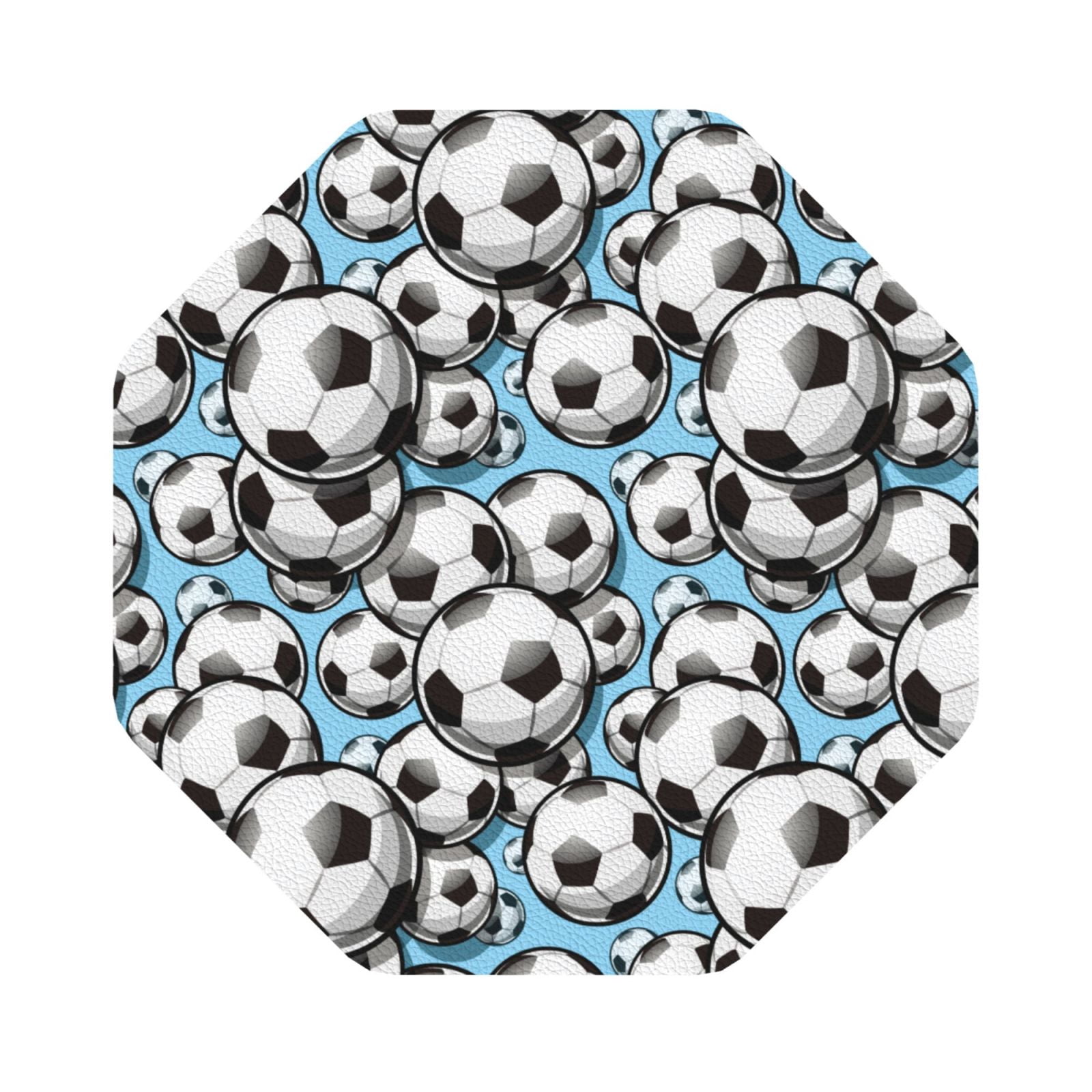 Honeii Football Soccer Ball Print Leather Coaster Set of 6, Ideal for ...
