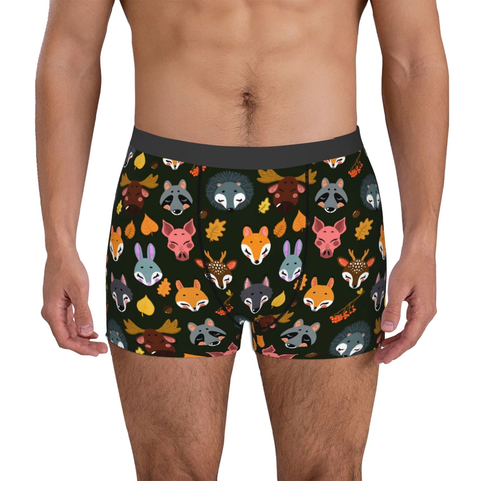 Honeii Forest Animal Faces Print Mens Boxer Briefs Breathable,Boxer ...