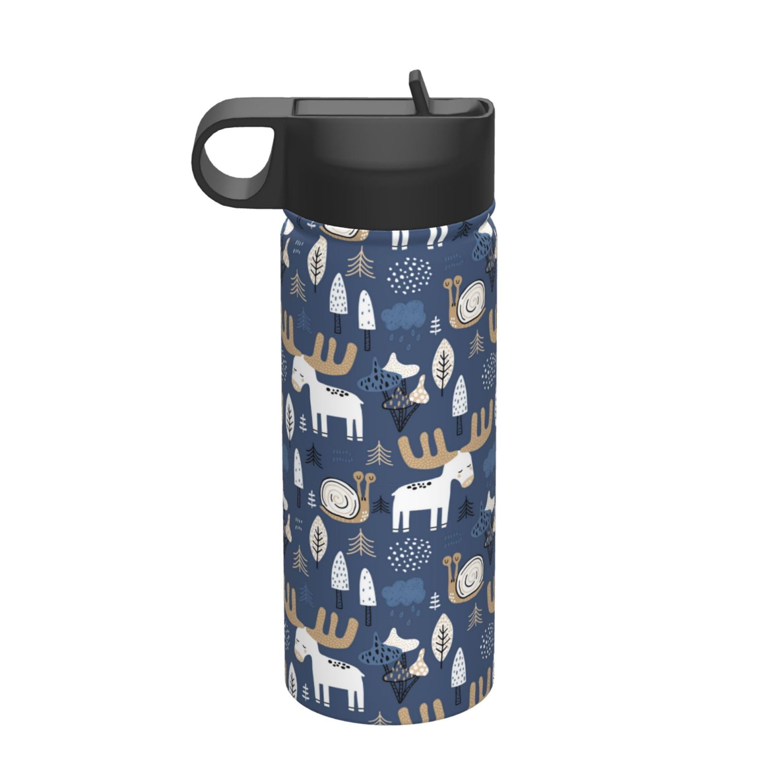 Honeii Forest Elk Print 18 oz Insulated Water Bottle with Straw Lid ...