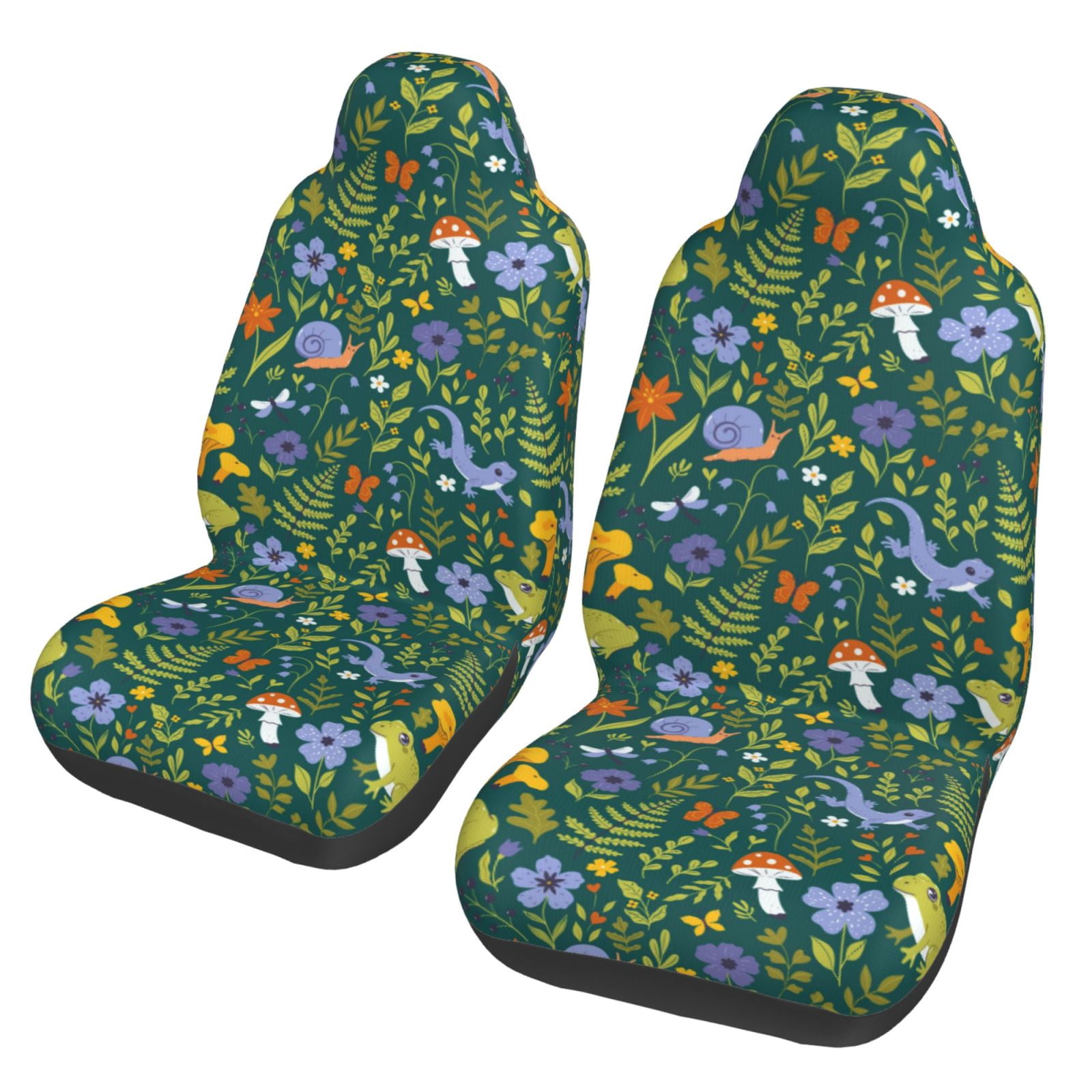 Honeii Forest Flora And Fauna Print Car Seat Covers 2 Pieces, Full Set ...