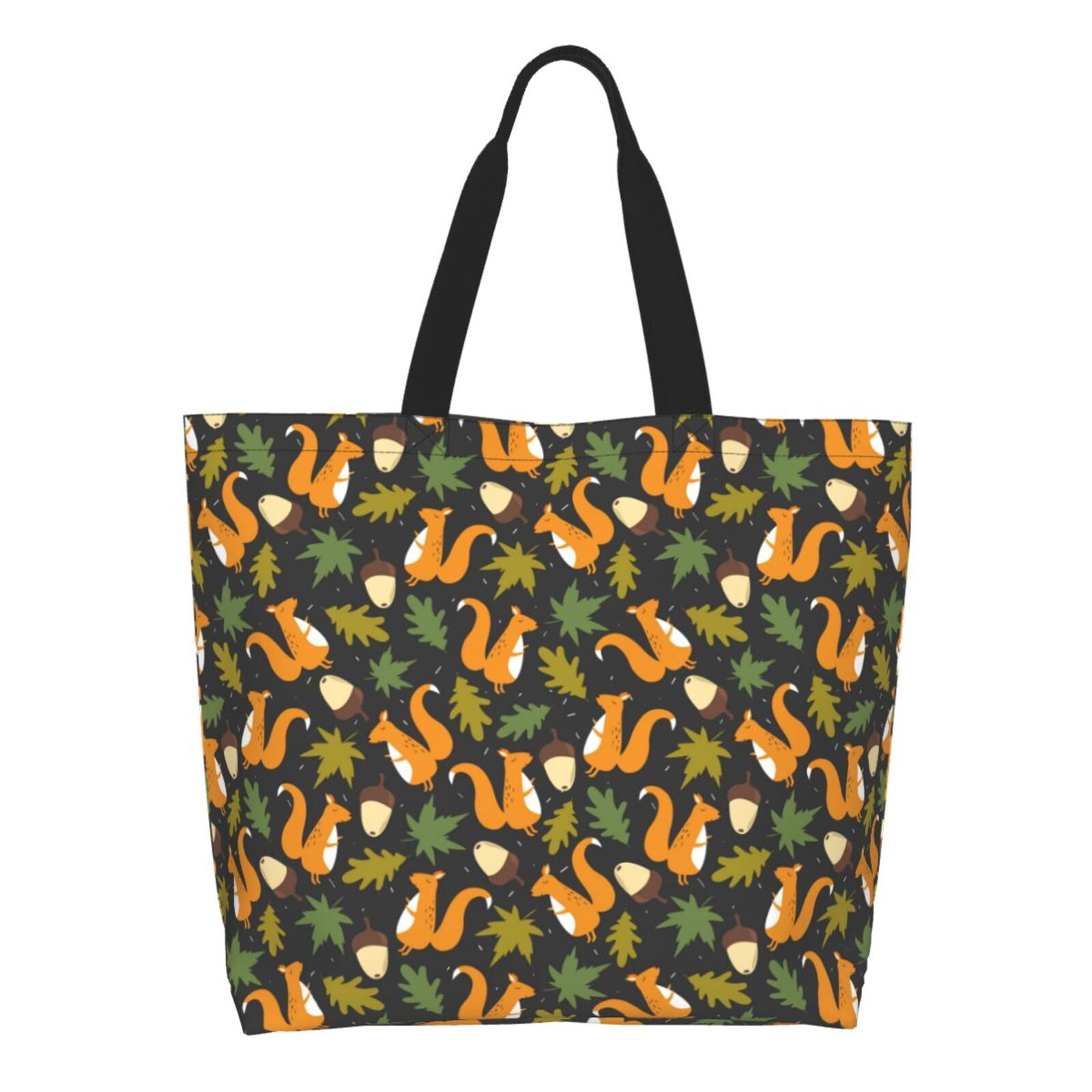 Honeii Forest Squirrel Print Tote Bag for Women, Foldable Tote Bag ...