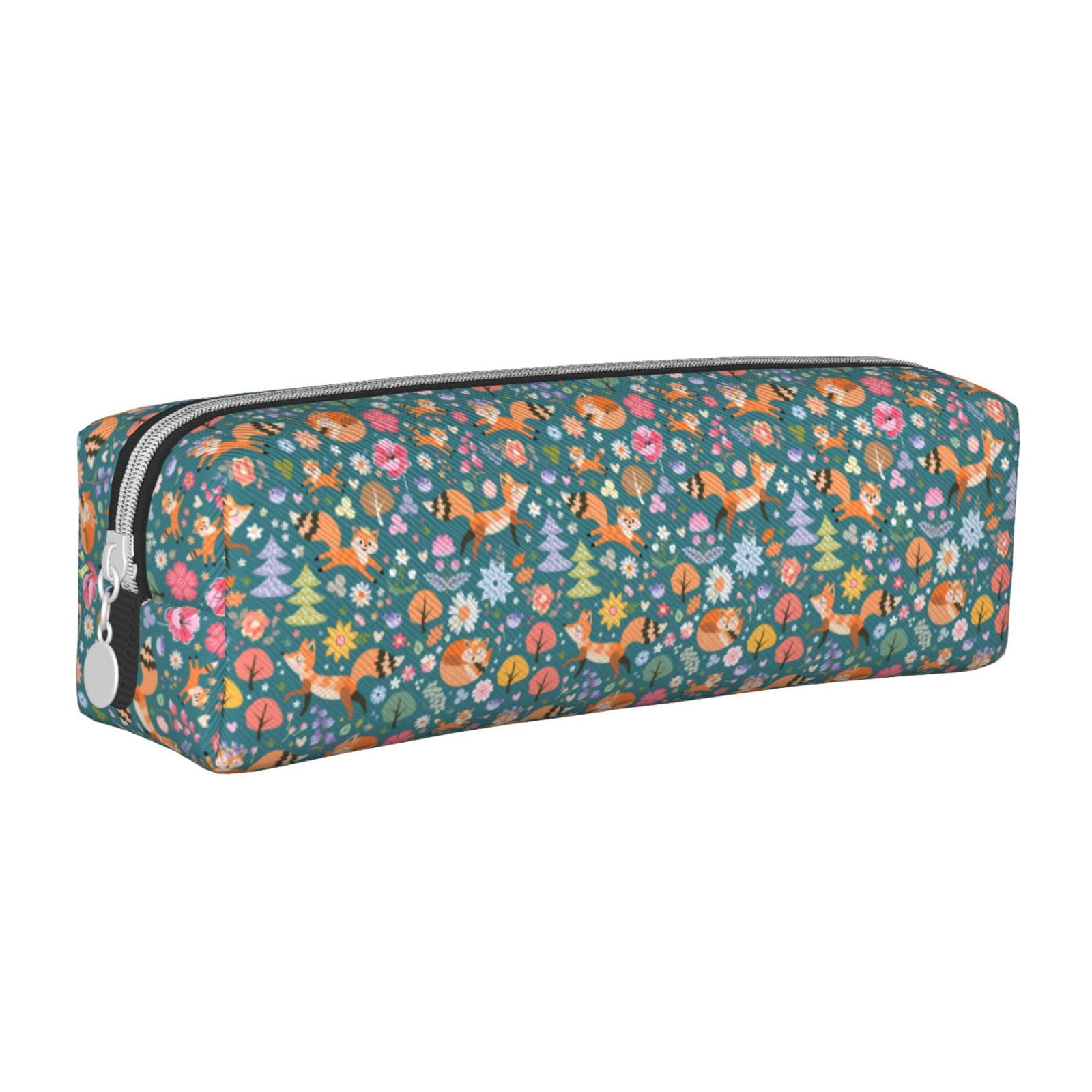 Honeii Foxes and Birds in Forest Pattern Pencil Case, Pencil Pouch ...