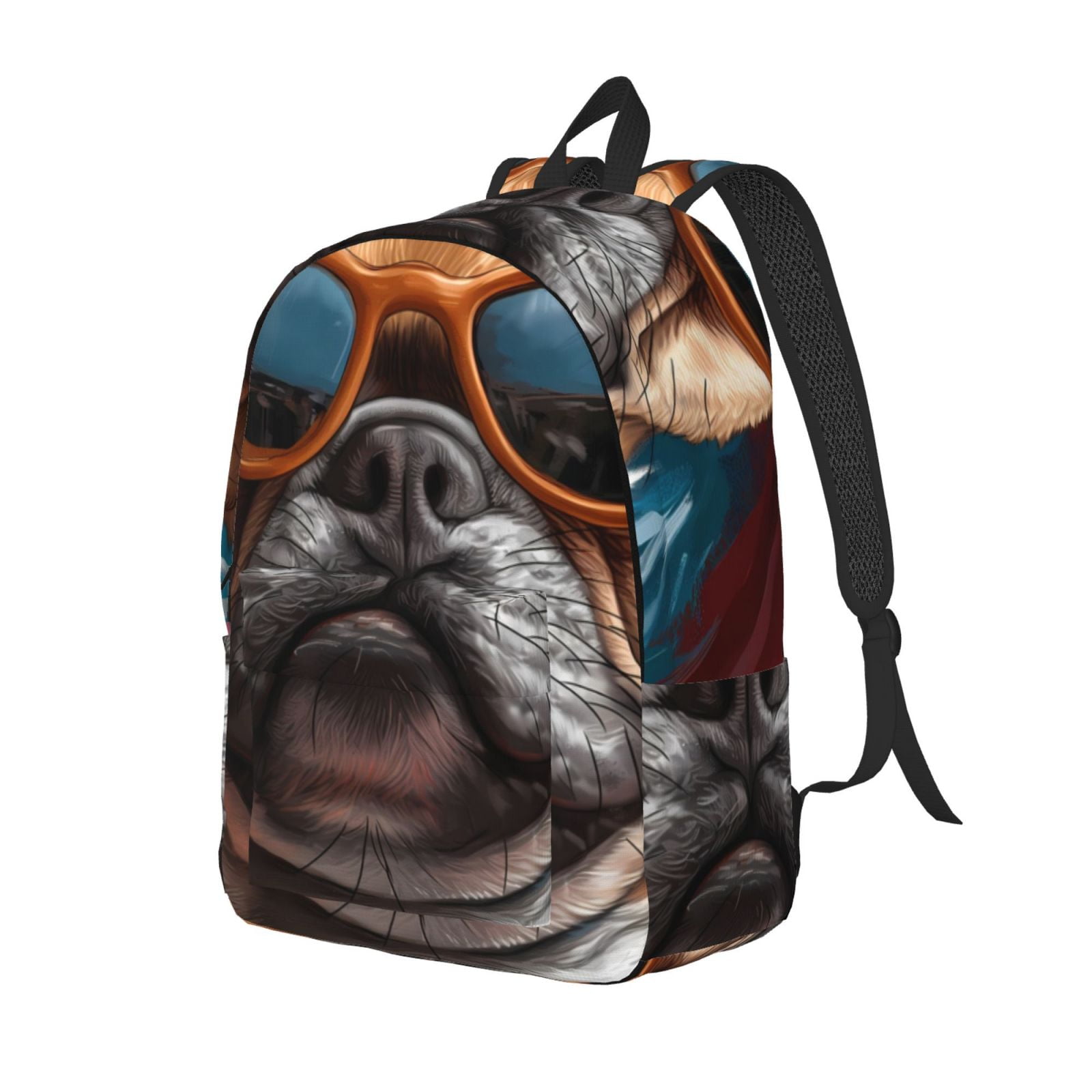 Honeii French Bulldog In Sunglasses Print Canvas Backpack for School ...