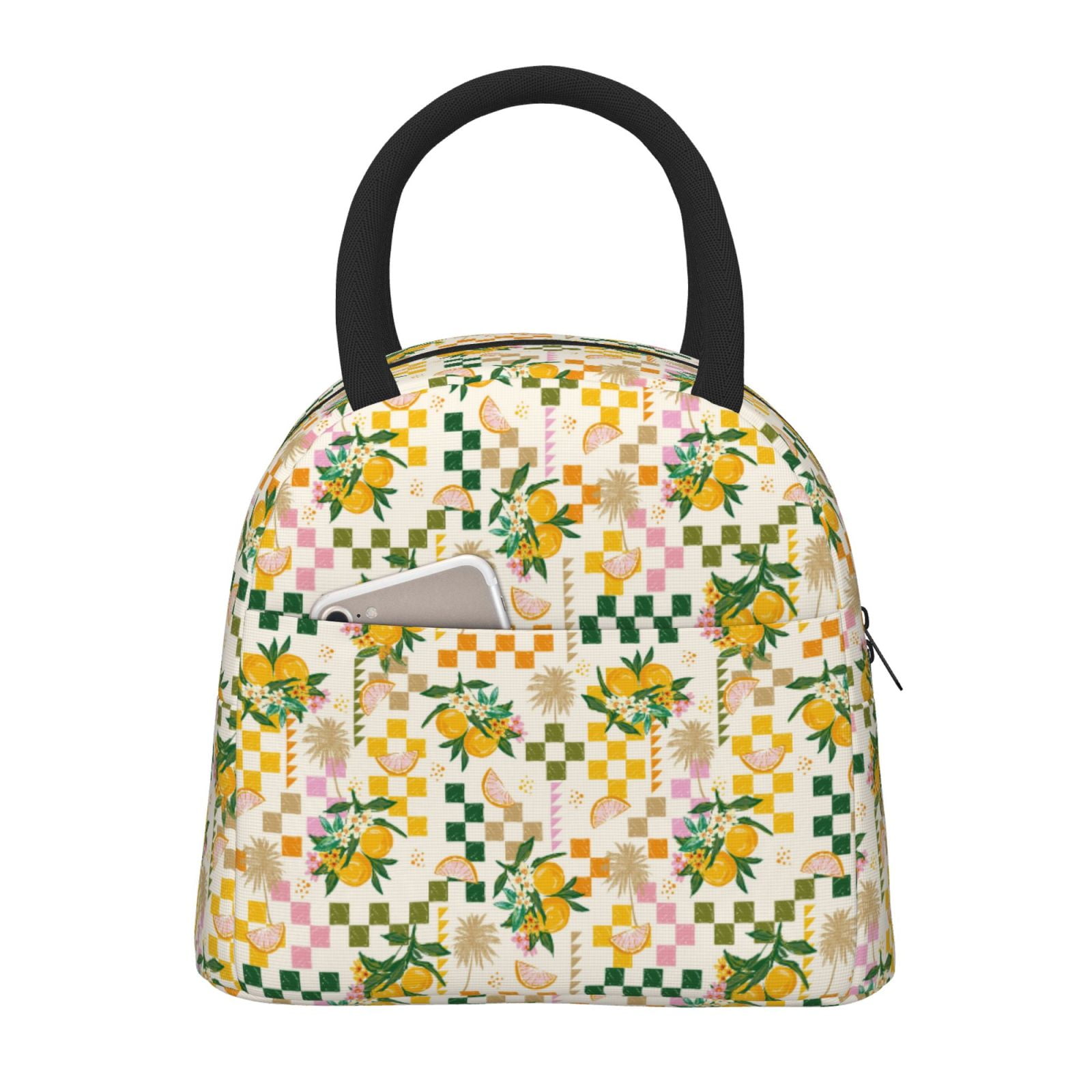 Honeii Fruit Print Insulated Lunch Bag Women Reusable Lunch Box with ...