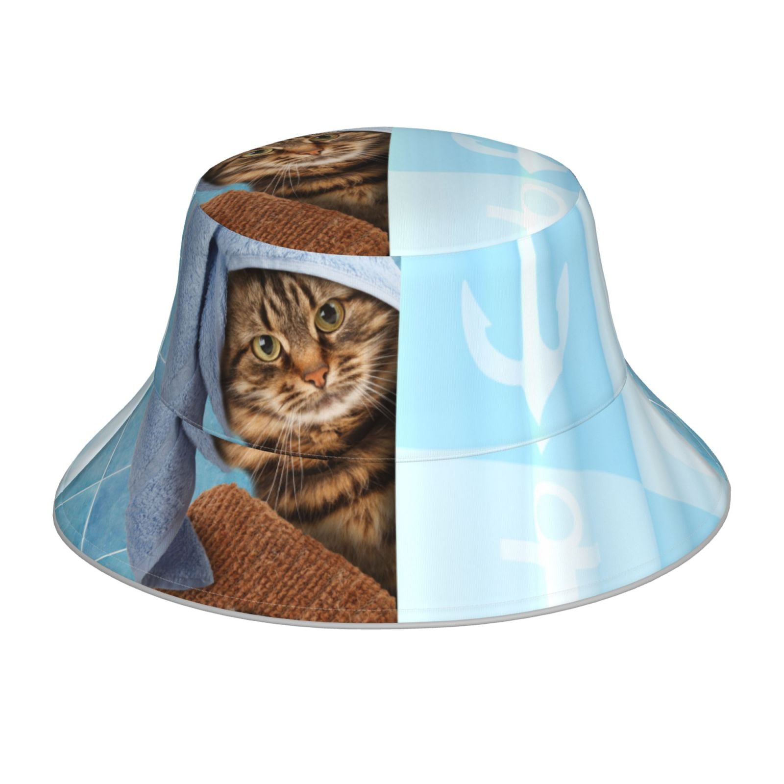 Honeii Funny Cat Taking a Bath for Unisex Bucket Hat Waterproof Rain ...
