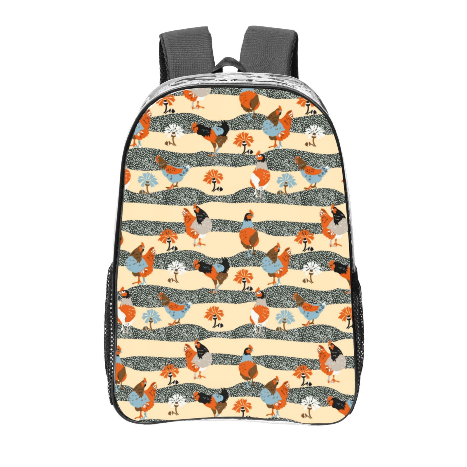 Honeii Funny Chicken Print Clear Backpack Heavy Duty Transparent Bag 17 ...