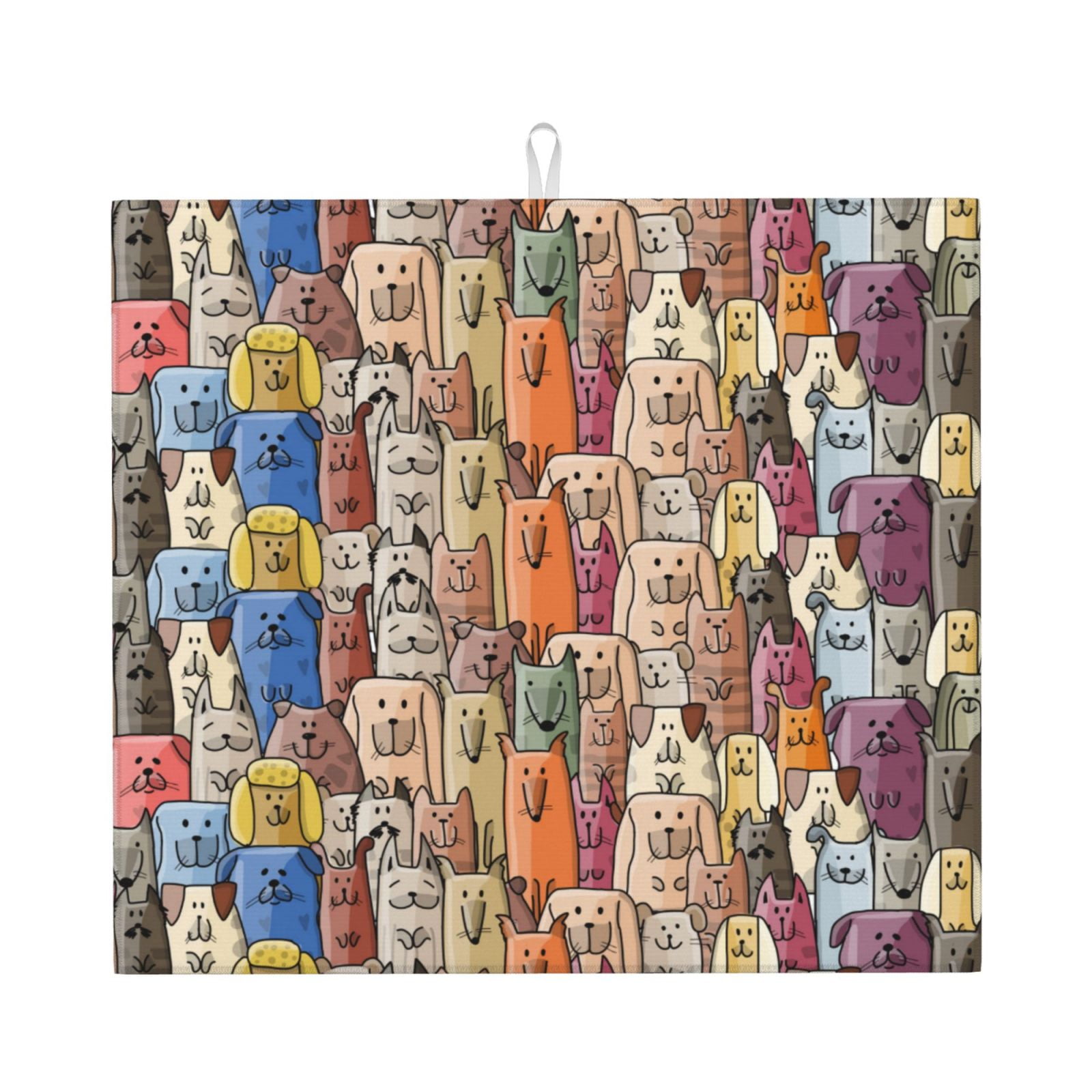 Honeii Funny Dogs Family for Dish Drying Mat for Kitchen Counter, Non ...