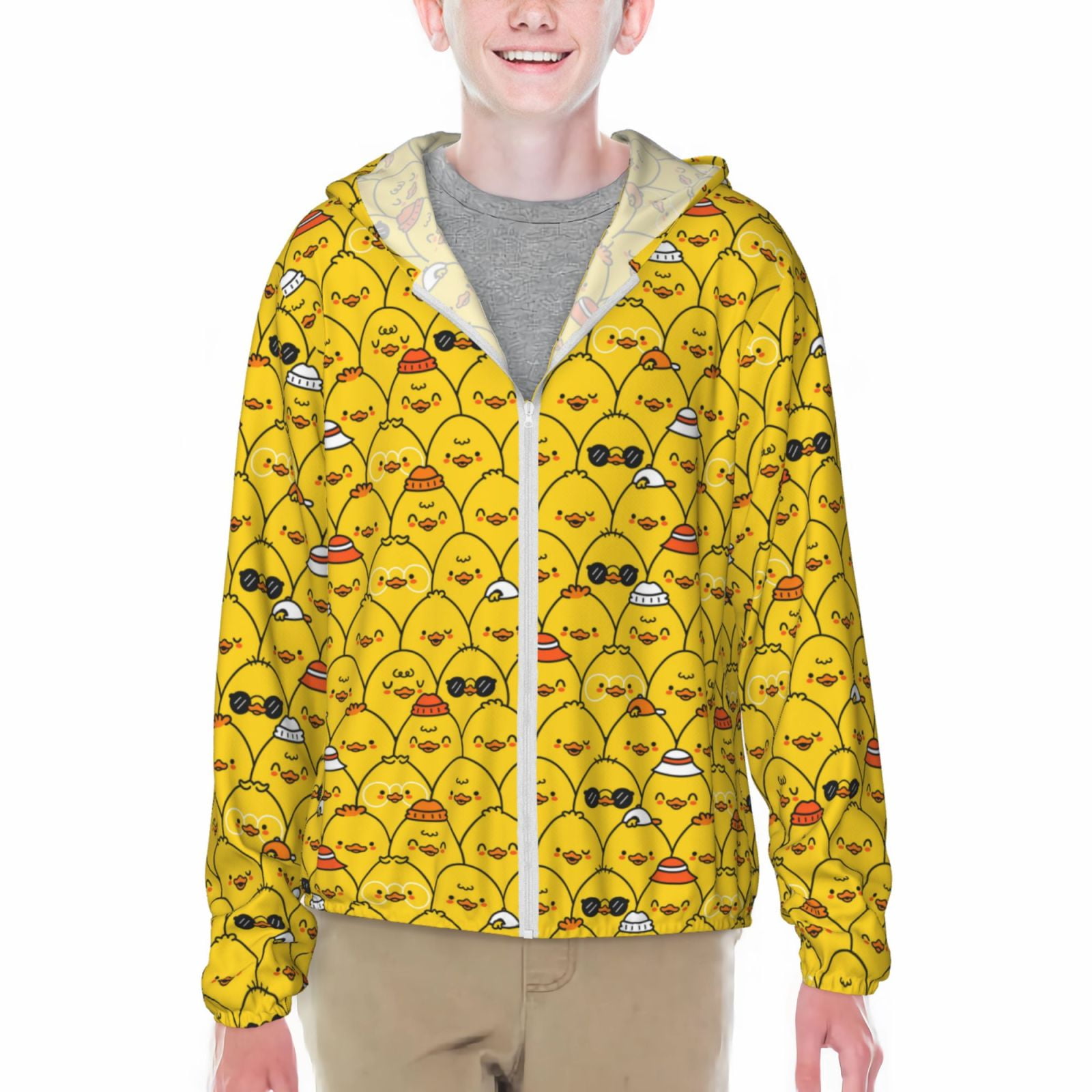 Honeii Funny Ducks Print Sun Protection Jacket Hooded Cooling Shirt ...