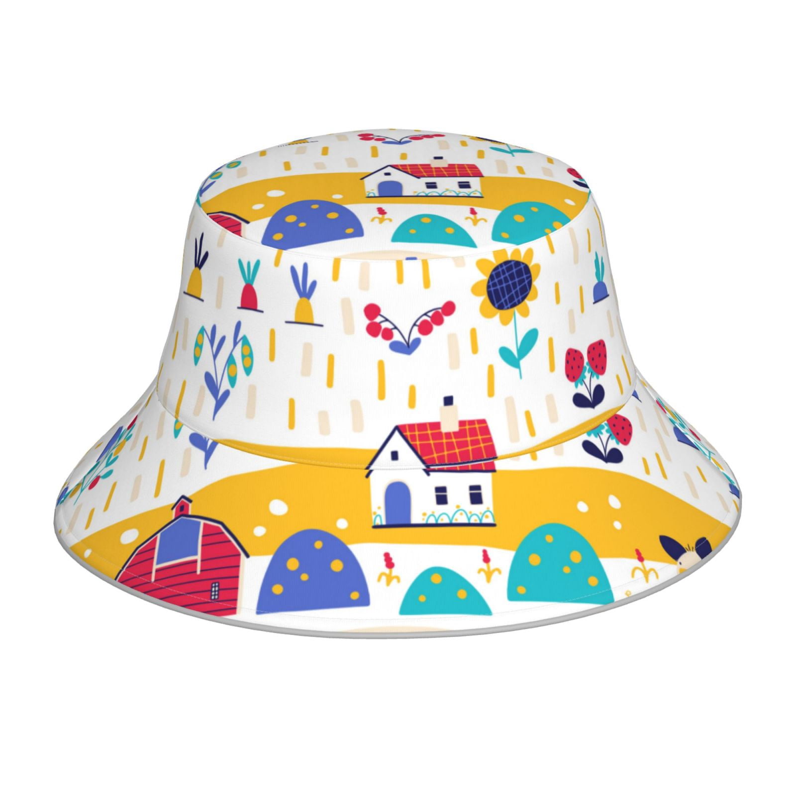 Honeii Funny Farm for Unisex Bucket Hat Waterproof Rain Hat Reversible ...