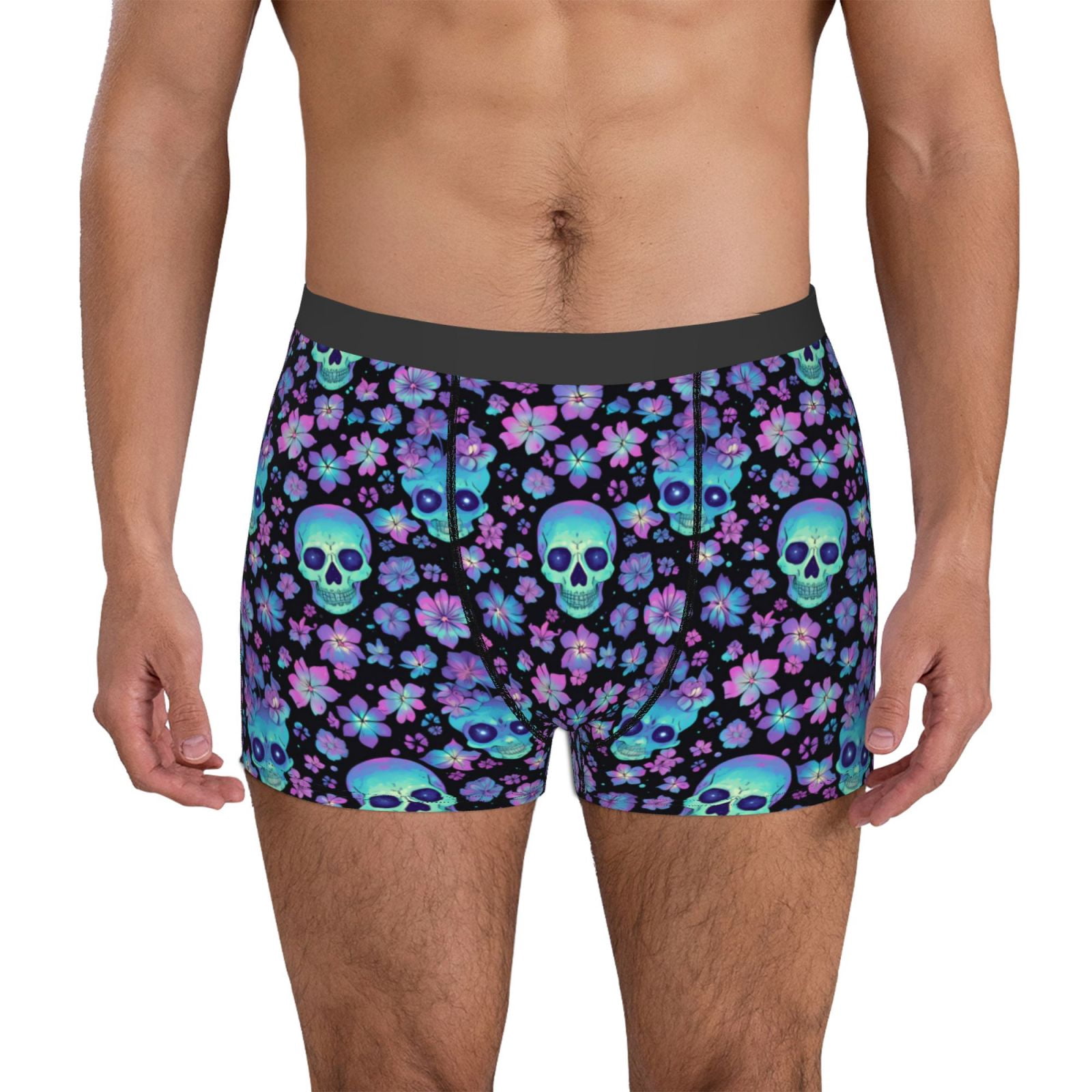 Honeii Funny Skull Flower Men's Underwear Boxer Briefs Pack ...