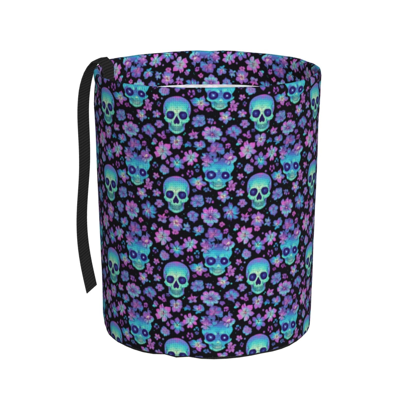 Honeii Funny Skull Flower Print Waterproof Car Trash Can,Waterproof ...