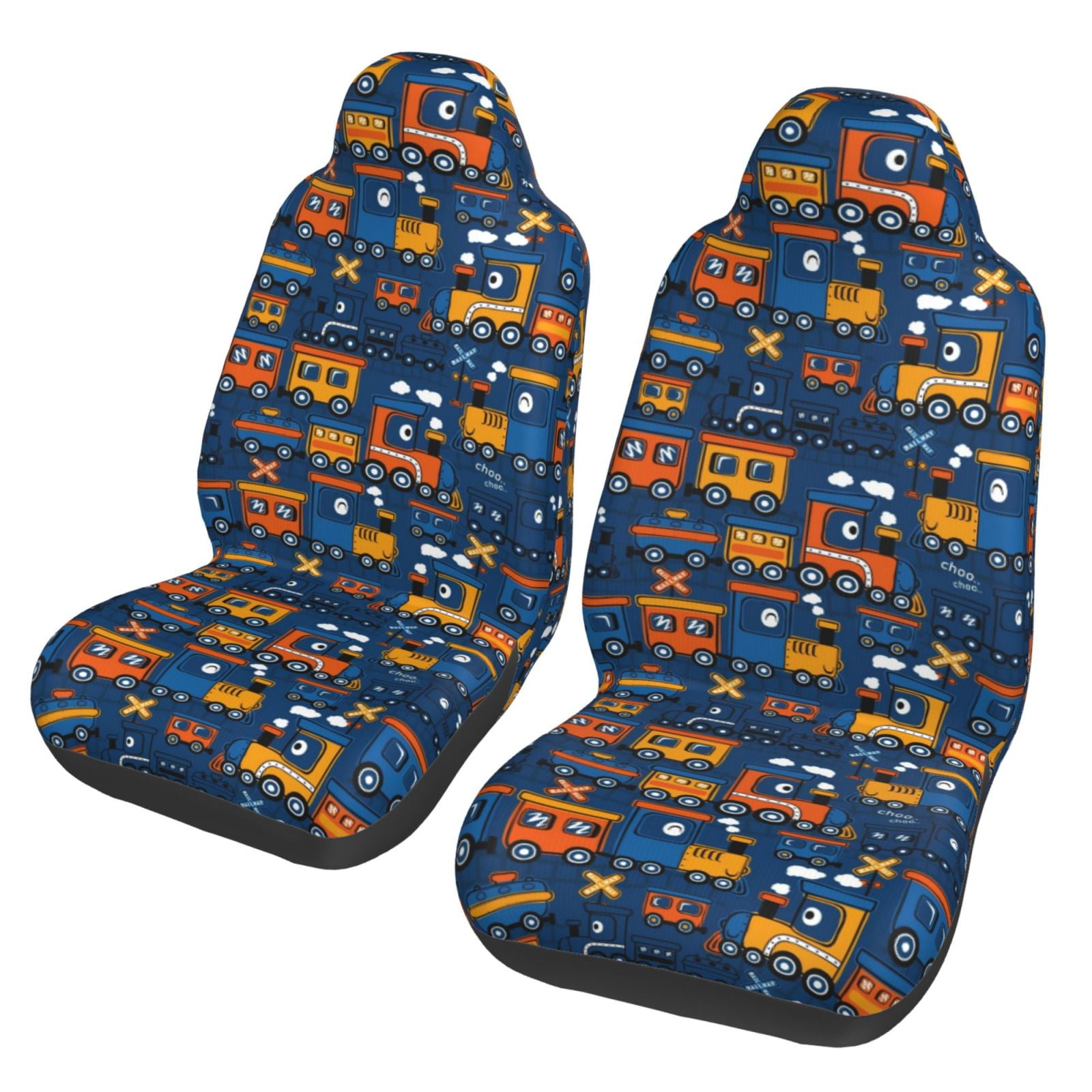 Honeii Funny Steam Train Print Car Seat Covers 2 Pieces, Full Set ...