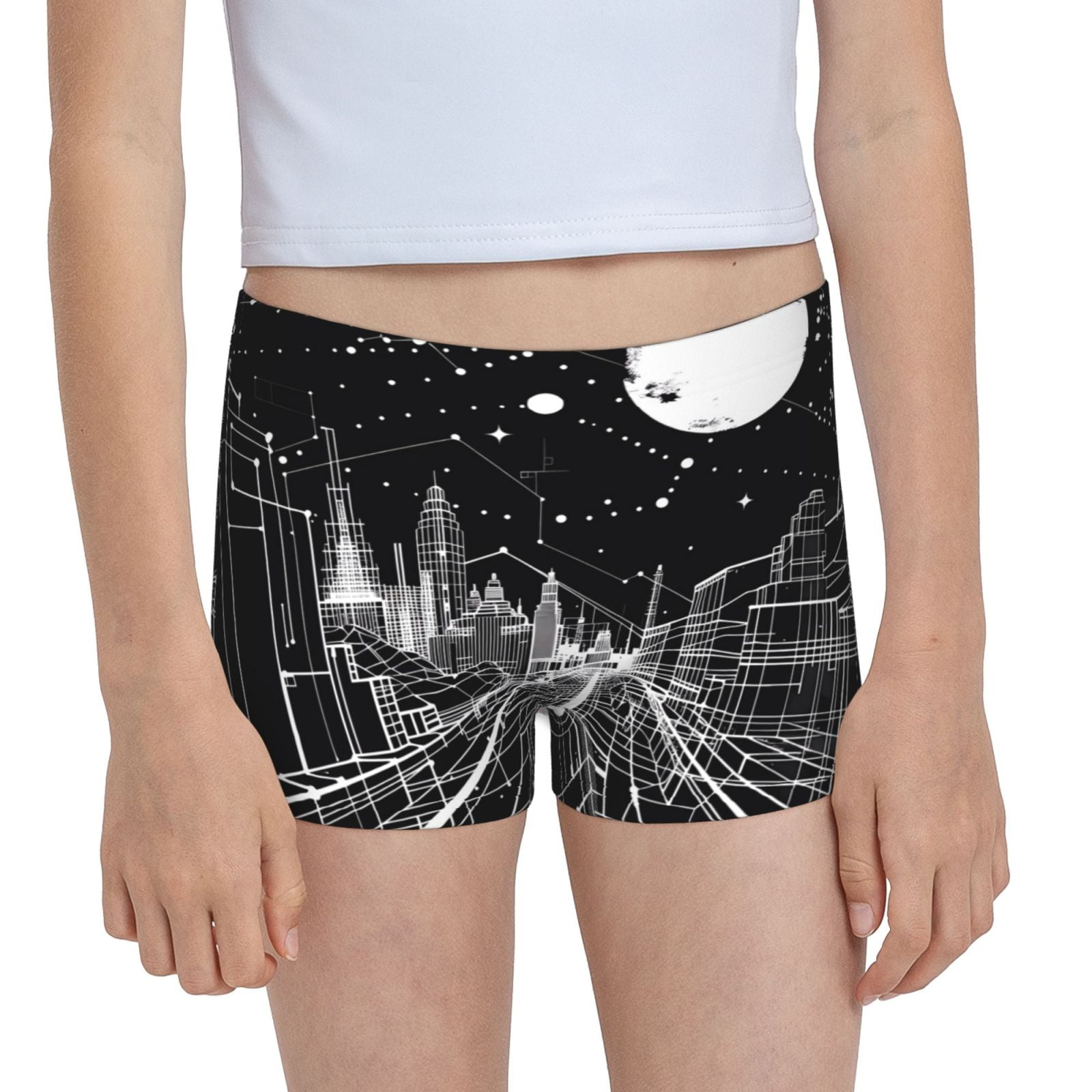 Honeii Futuristic Moonlit Cityscape Print 100% Cotton Boxer Briefs ...