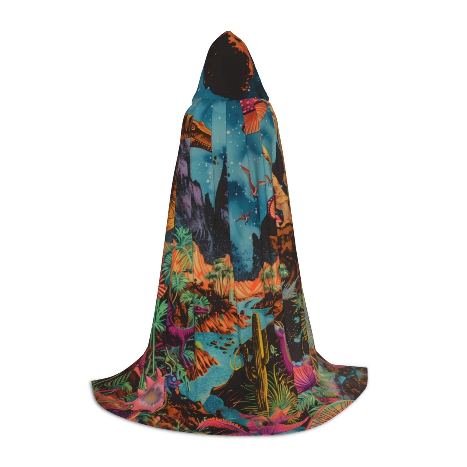 Honeii Galactic Jungle Dinosaurs Print Poncho Cape, Cloak Coat, Snuggly ...