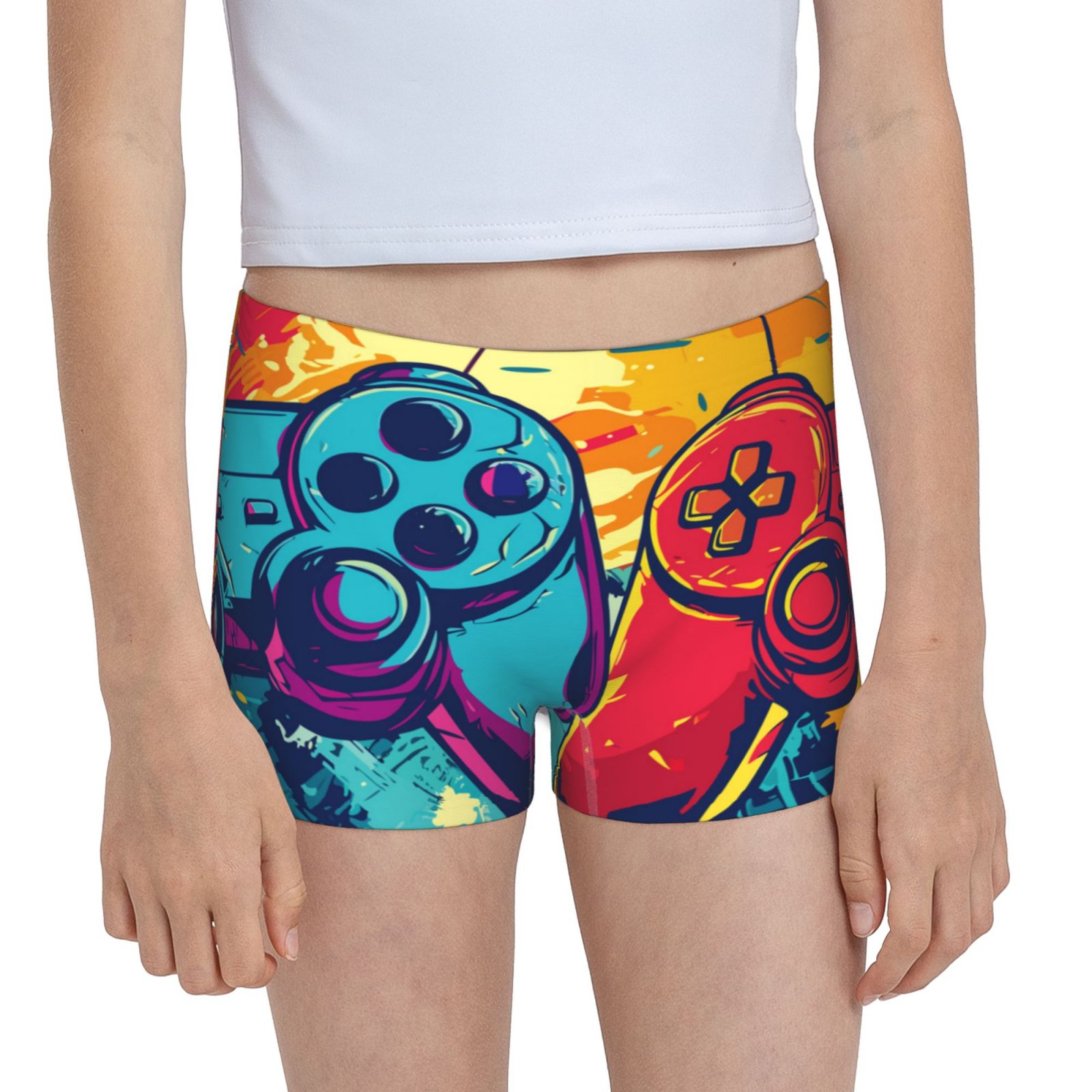 Honeii Gaming Print 100% Cotton Boxer Briefs, Girls' Panties,Girls ...