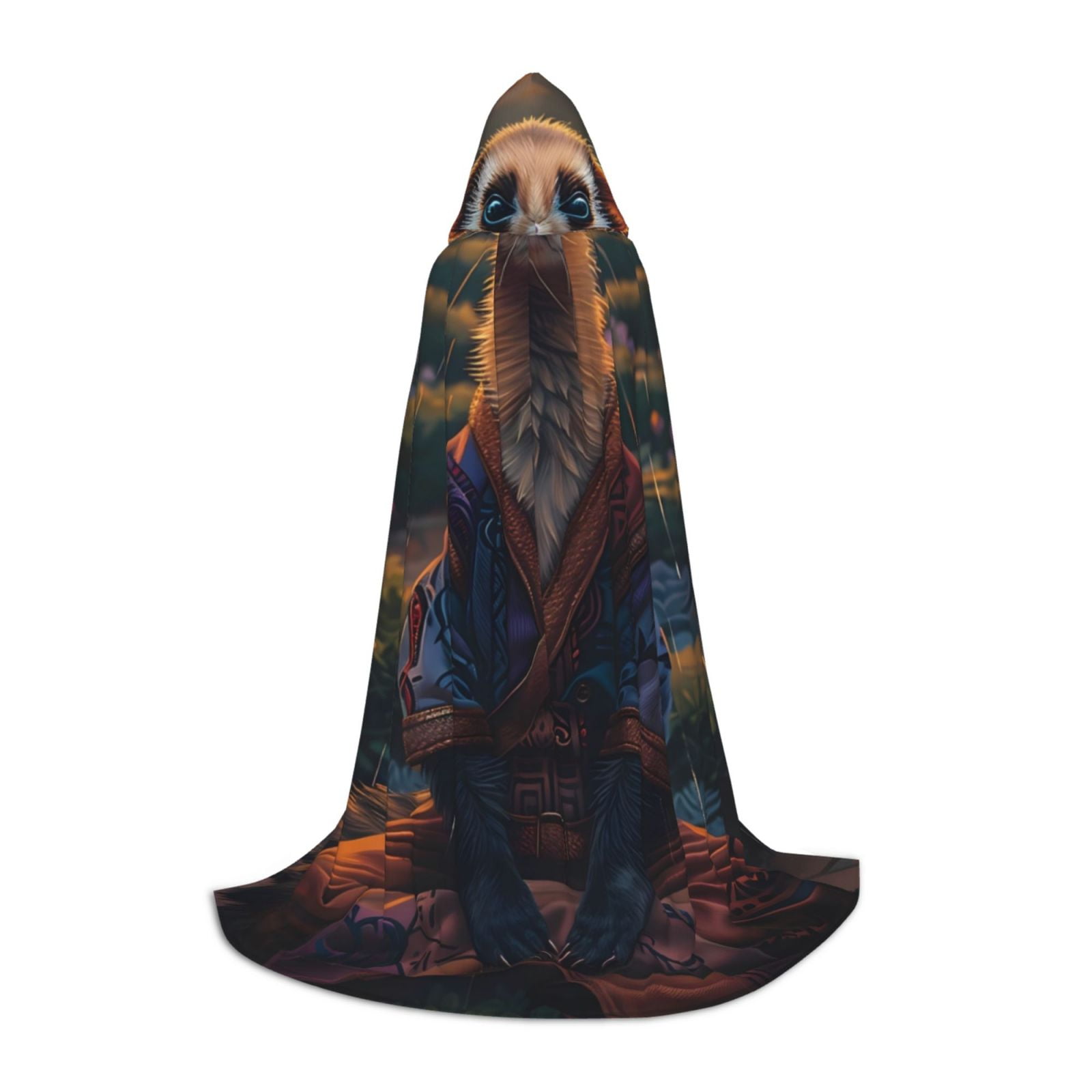 Honeii Garden Meditating Weasel Print Poncho Cape, Cloak Coat, Snuggly ...