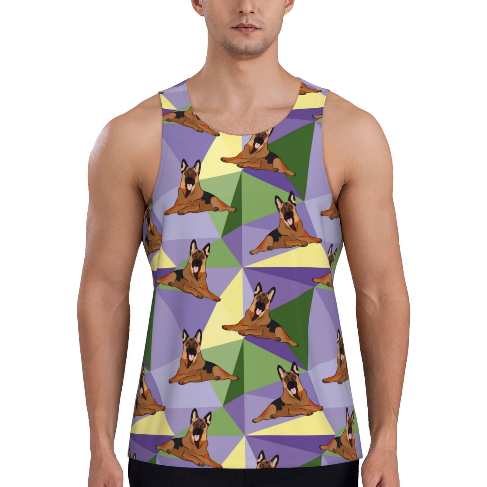 Honeii German Shepherd Dog Pattern Men's Workout Tank Top Casual ...