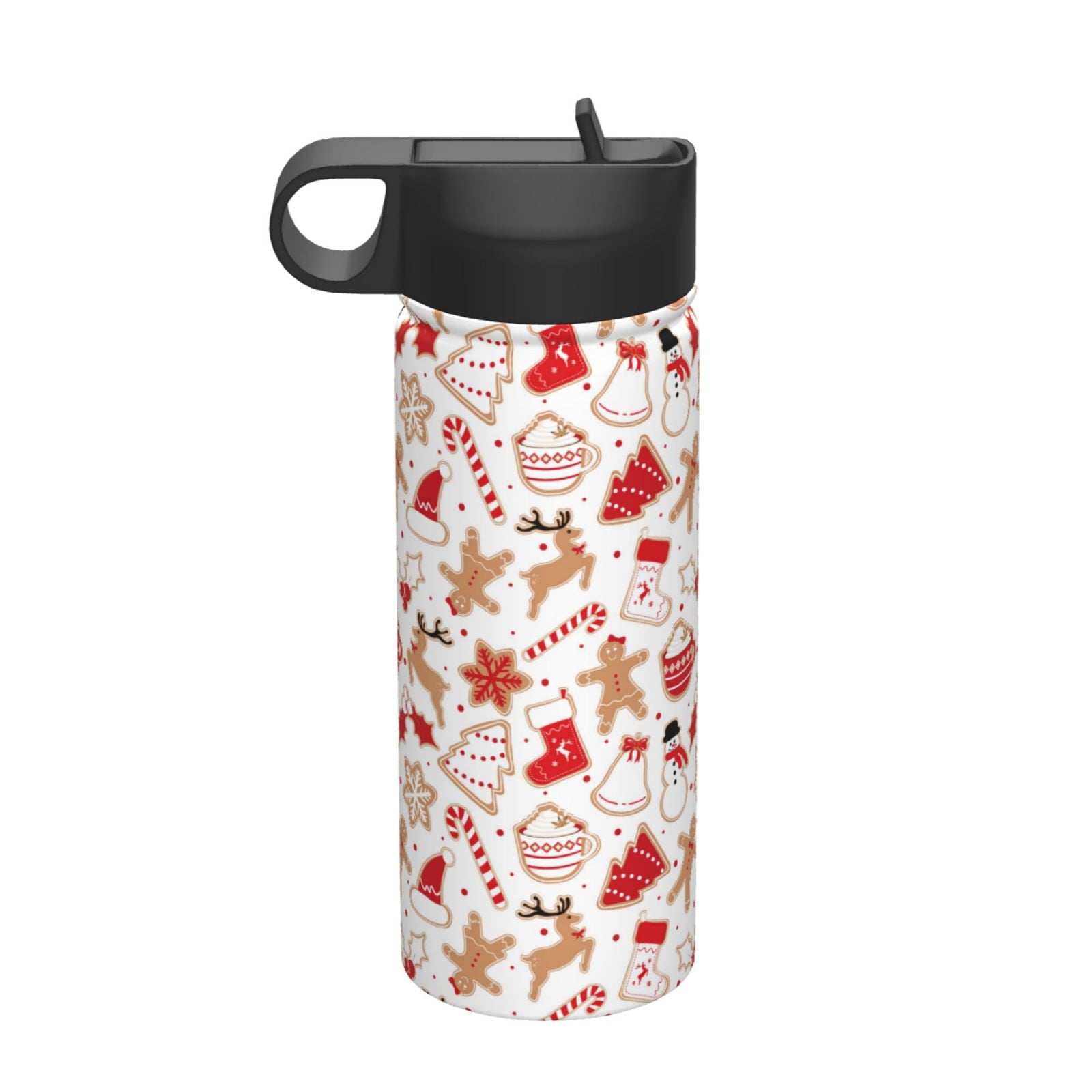 Honeii Gingerbread Holiday Sweets Print 18 oz Insulated Water Bottle ...
