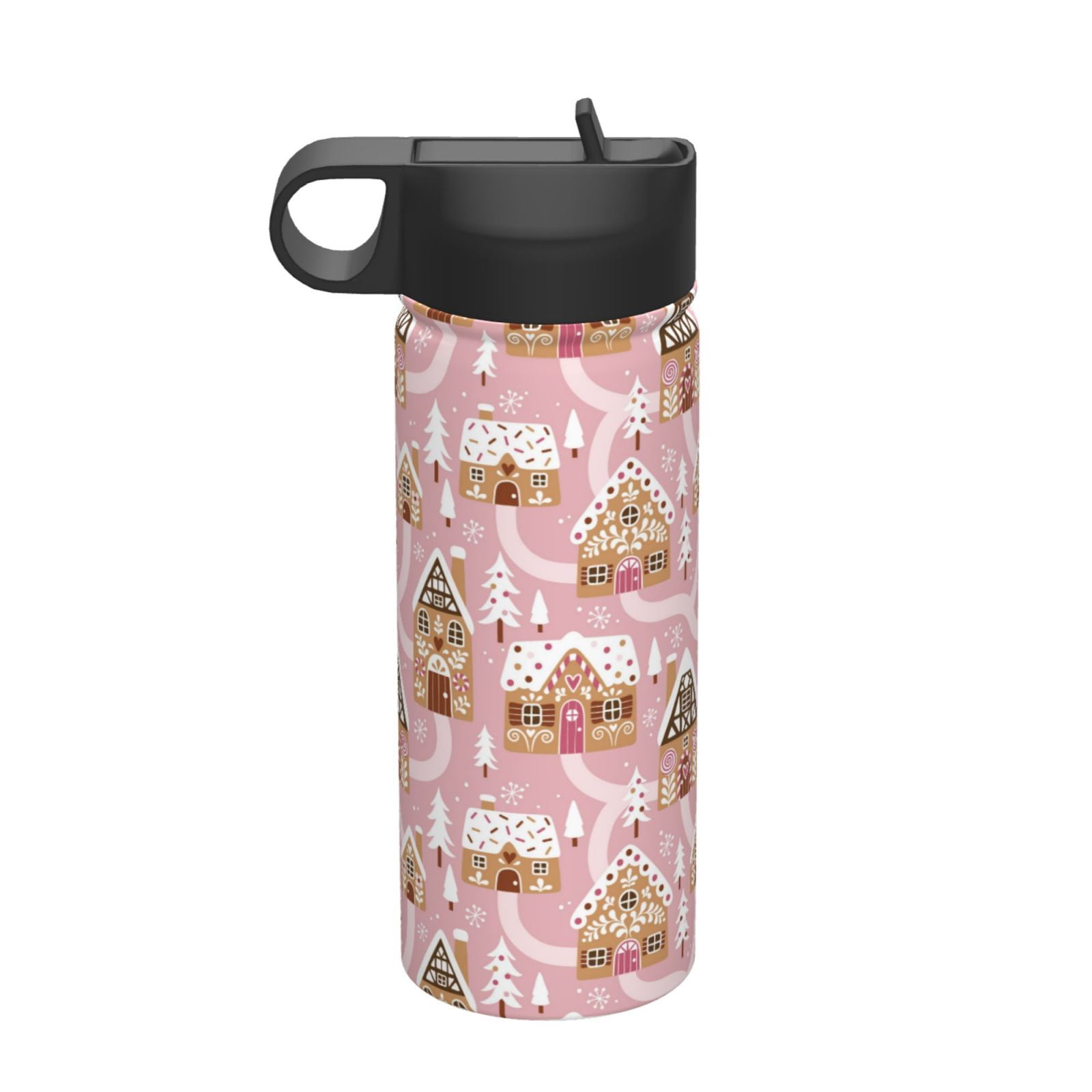 Honeii Gingerbread Houses Pink Wonderland Print 18 oz Insulated Water ...
