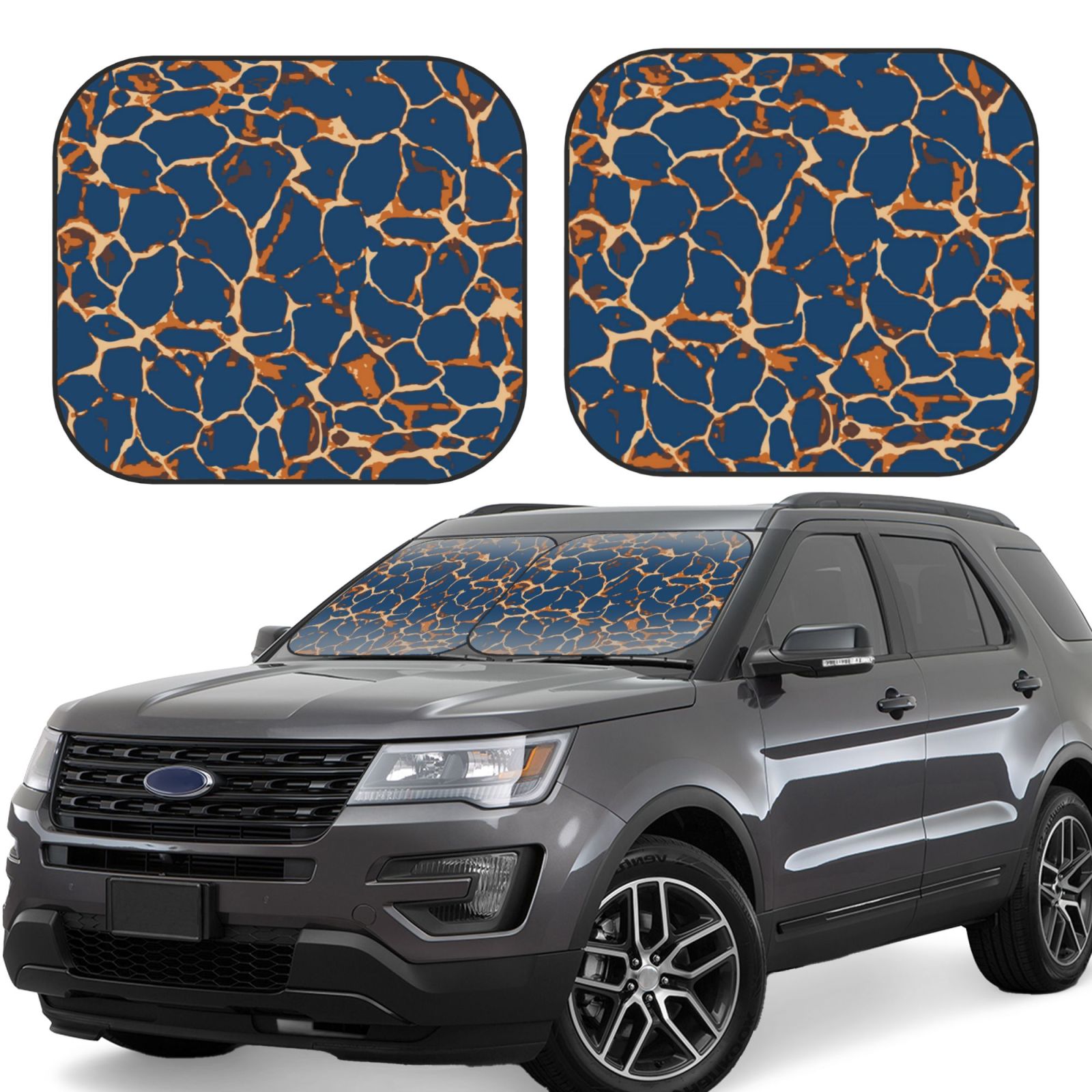 Honeii Giraffe Skin Print Foldable Car Sun Shade for Windshield, 2 ...