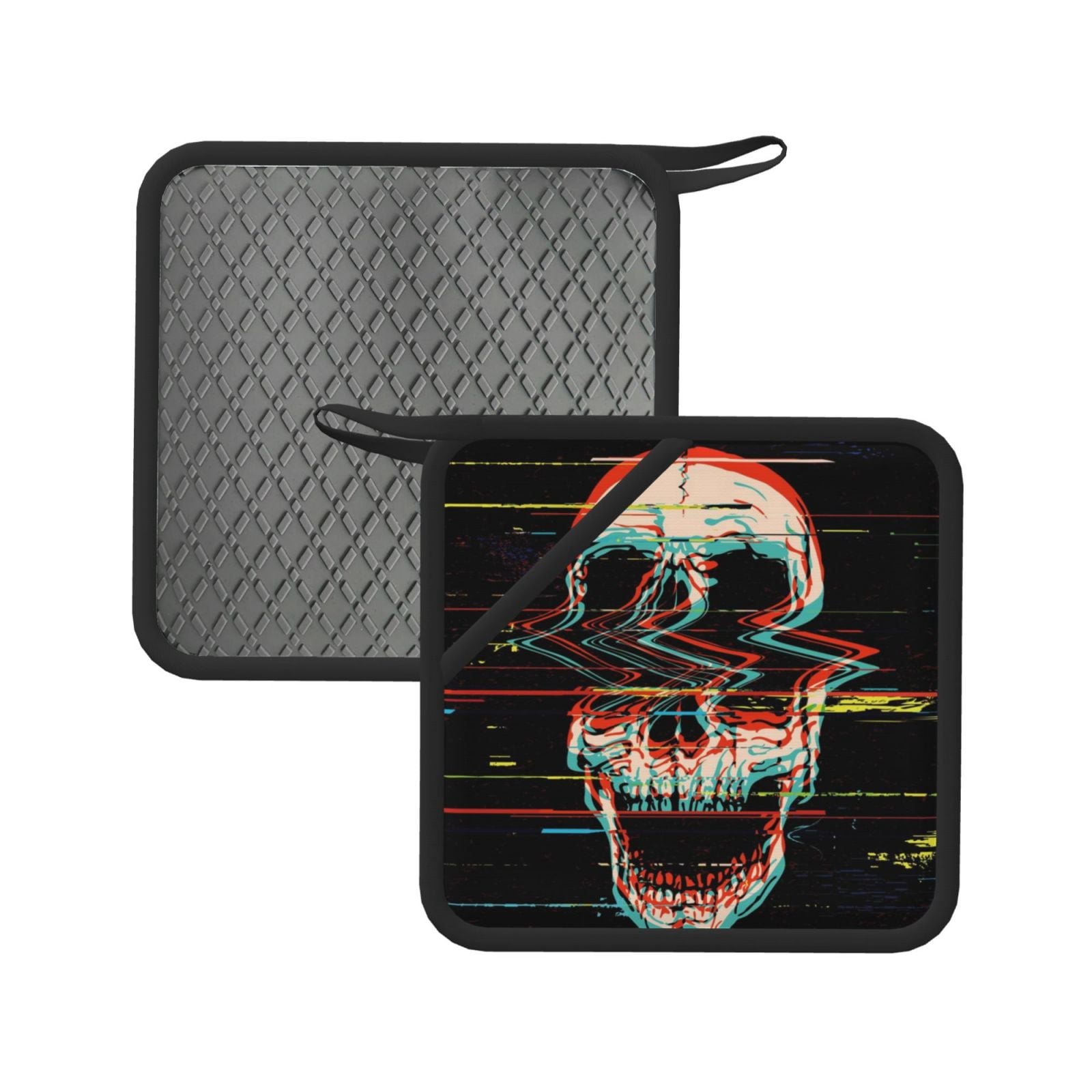 Honeii Glitch Screaming Skull for Silicone Trivets for Hot Pots and ...
