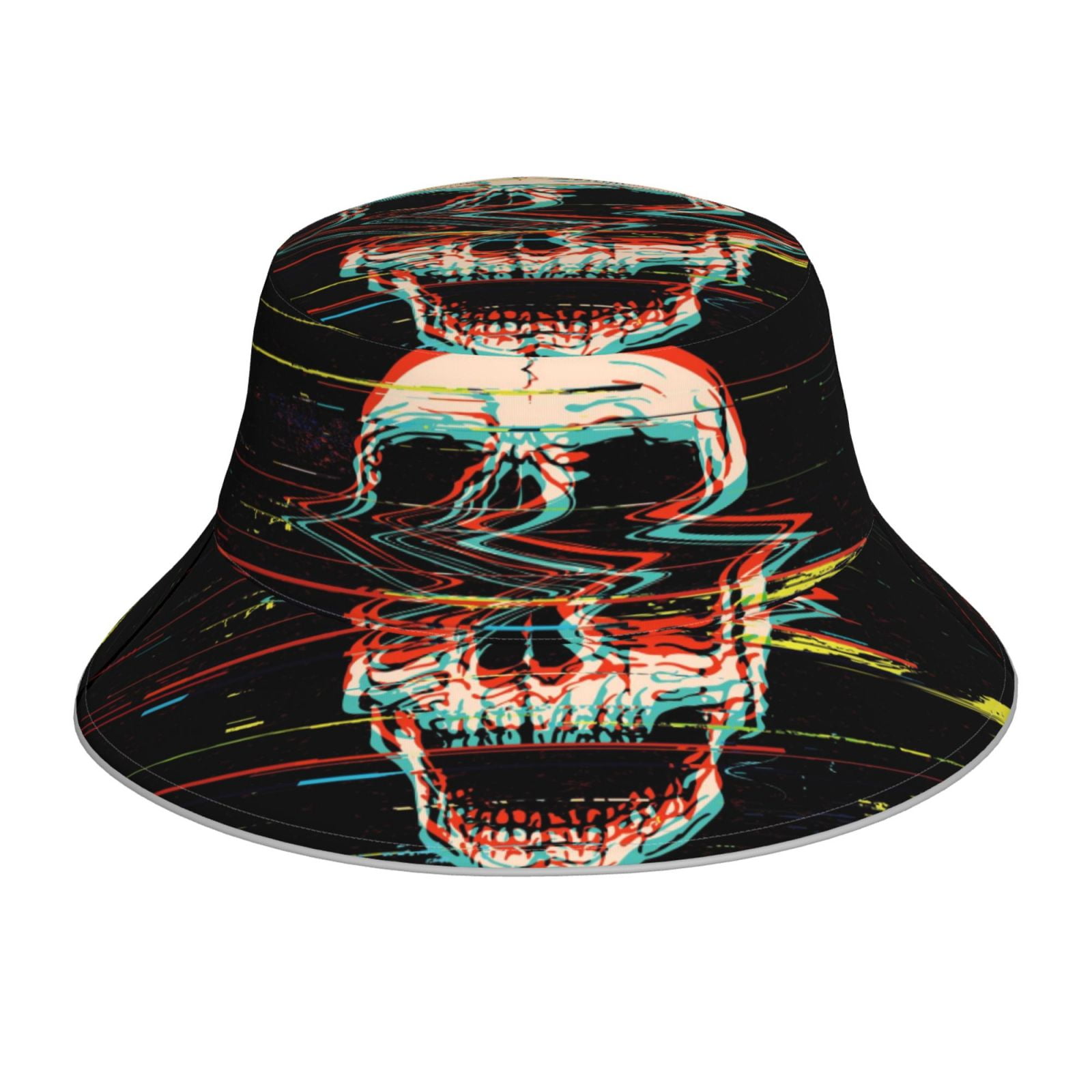 Honeii Glitch Screaming Skull for Unisex Bucket Hat Waterproof Rain Hat ...