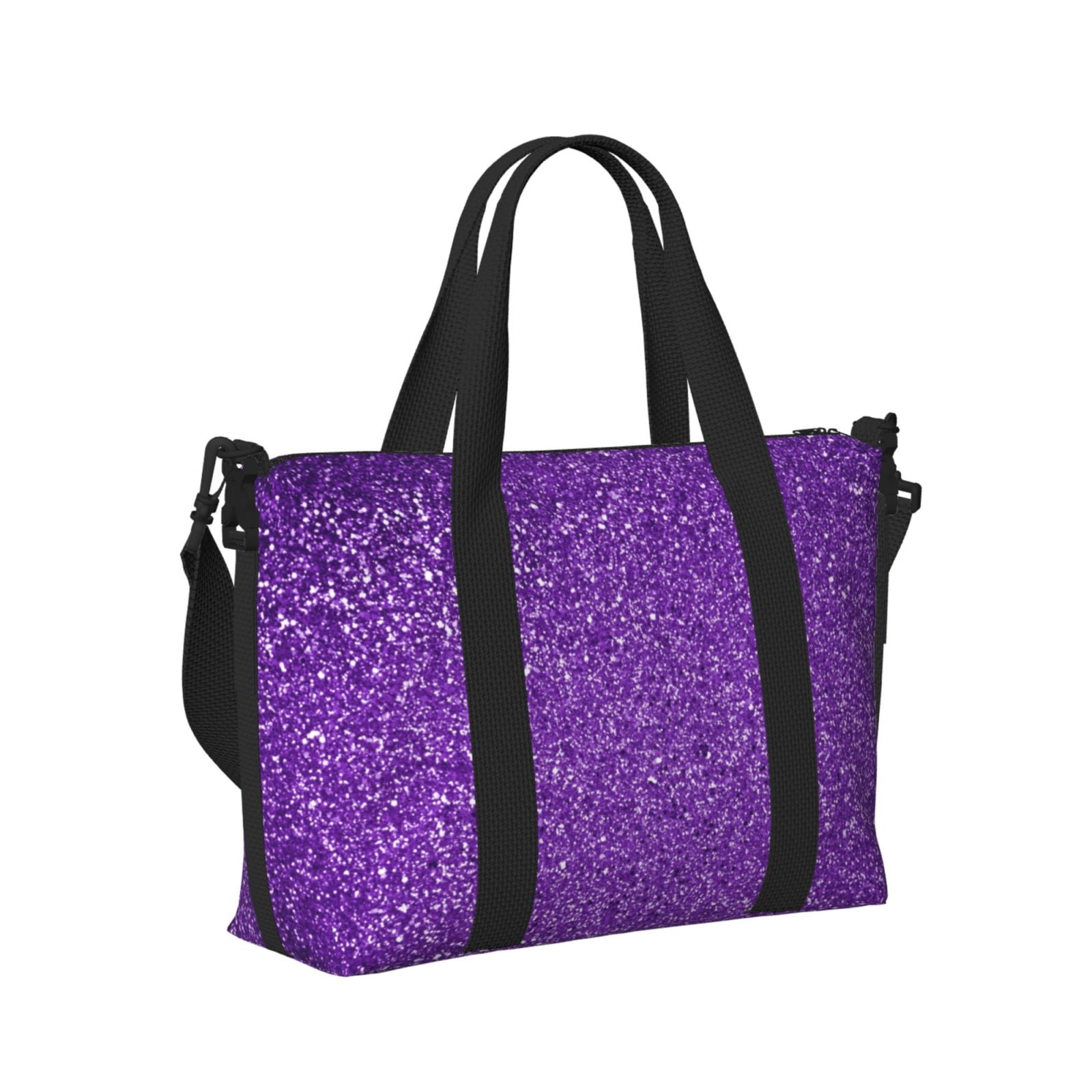 Honeii Glitter Purple Print Hand Travel Bag,Travel Duffle Bag ...