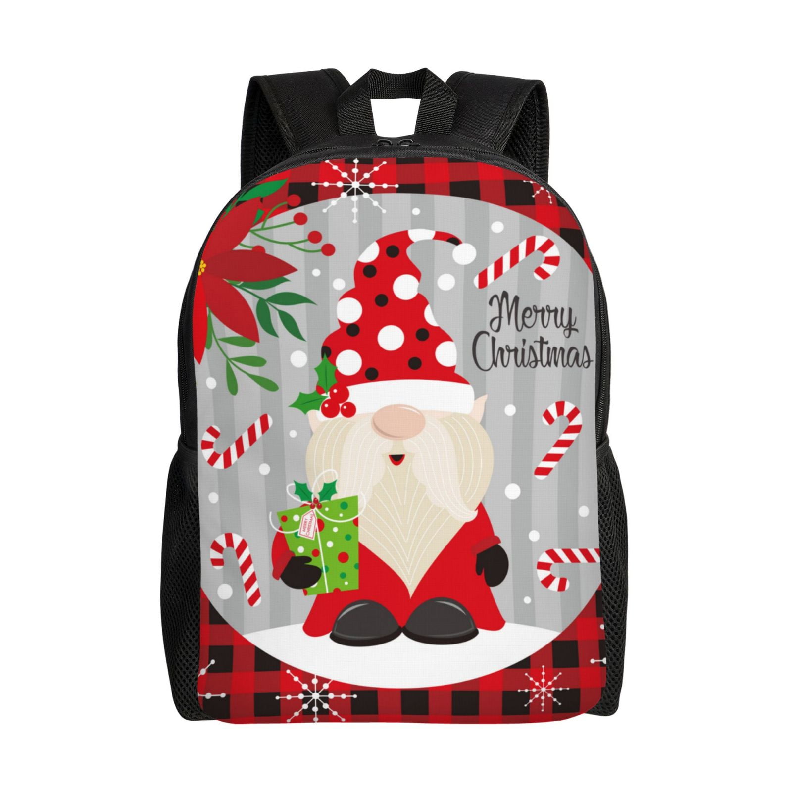 Honeii Gnome And Buffalo Plaid Print Laptop Backpack for Work, College ...