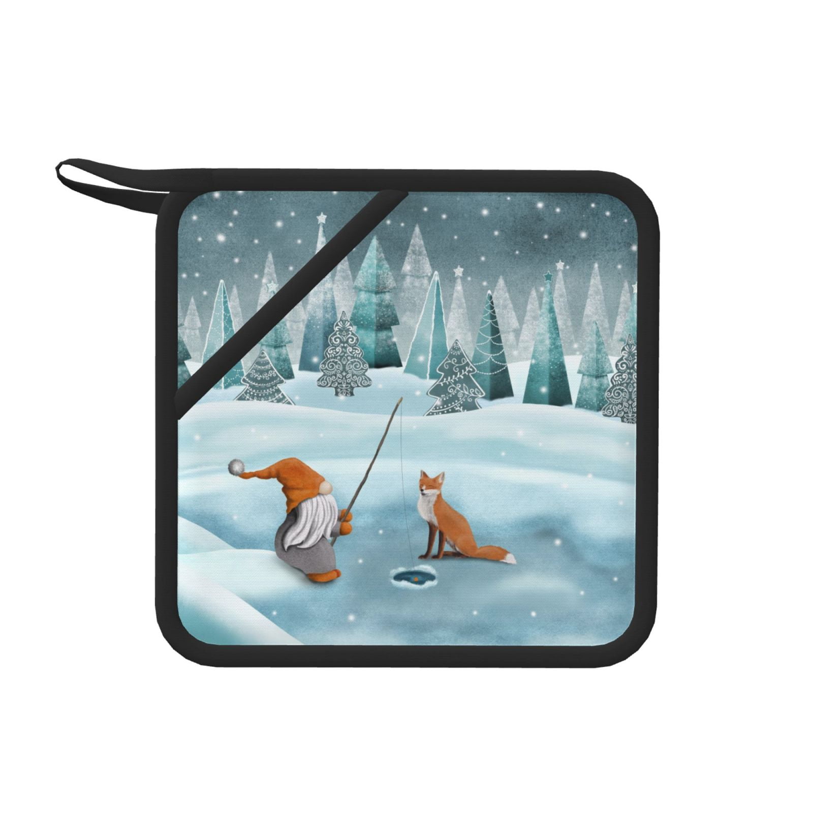 Honeii Gnome And Red Fox Fishing for Silicone Trivets for Hot Pots and ...