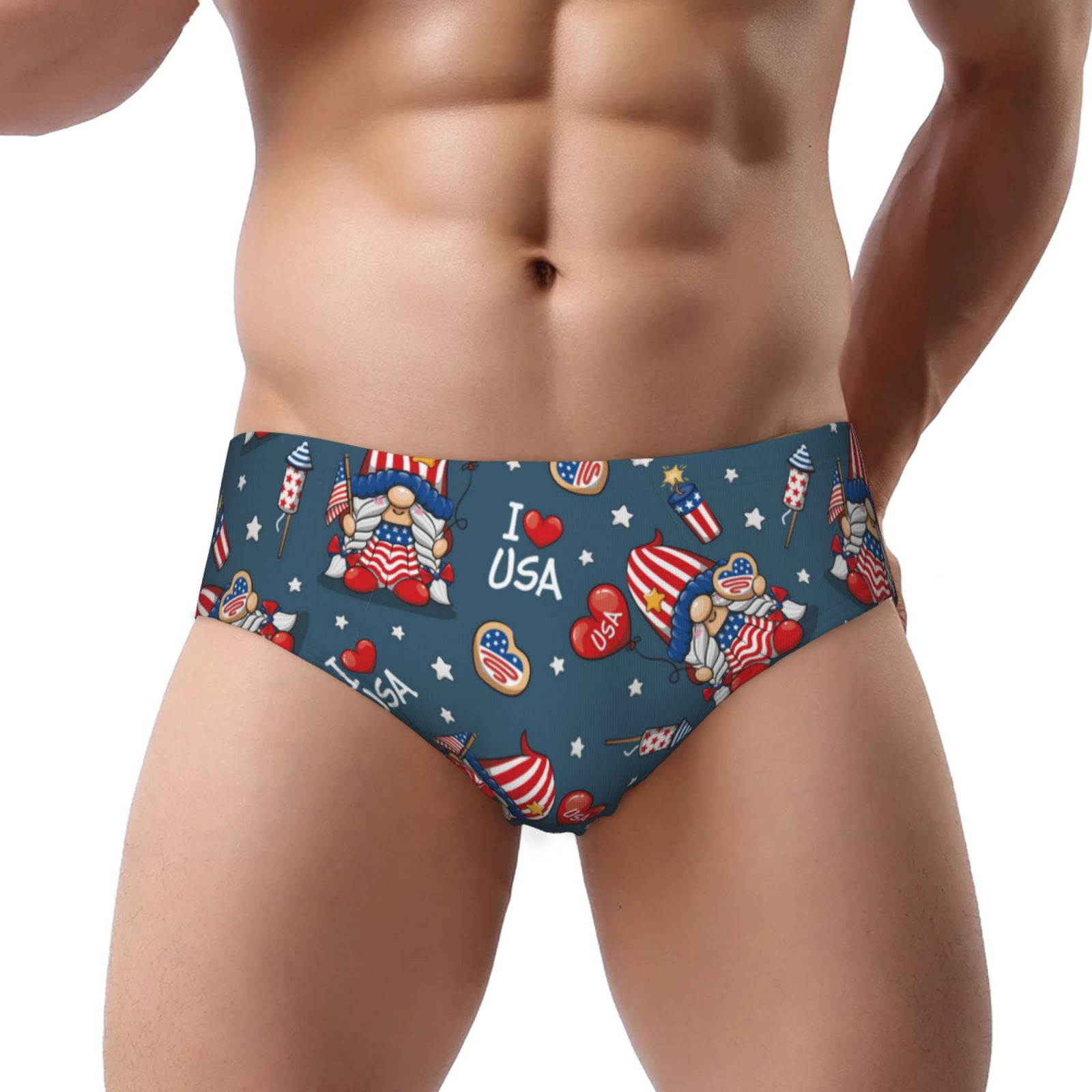 Honeii Gnome Love USA Men's Triangle Briefs, Men's Polyester Briefs, Breathable and Sweat ...